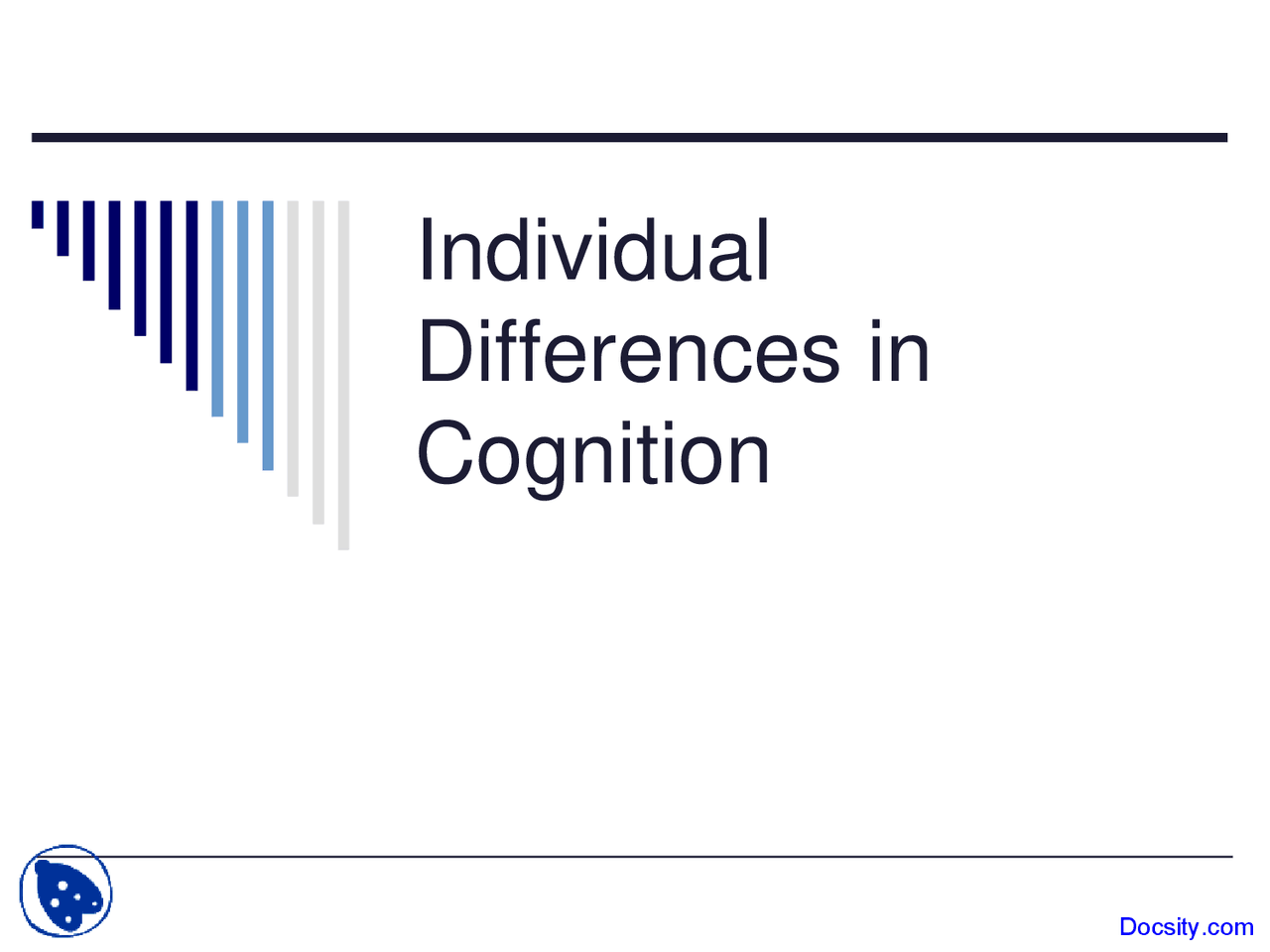 Individual Differences In Cognition Cognitive Processes Lecture