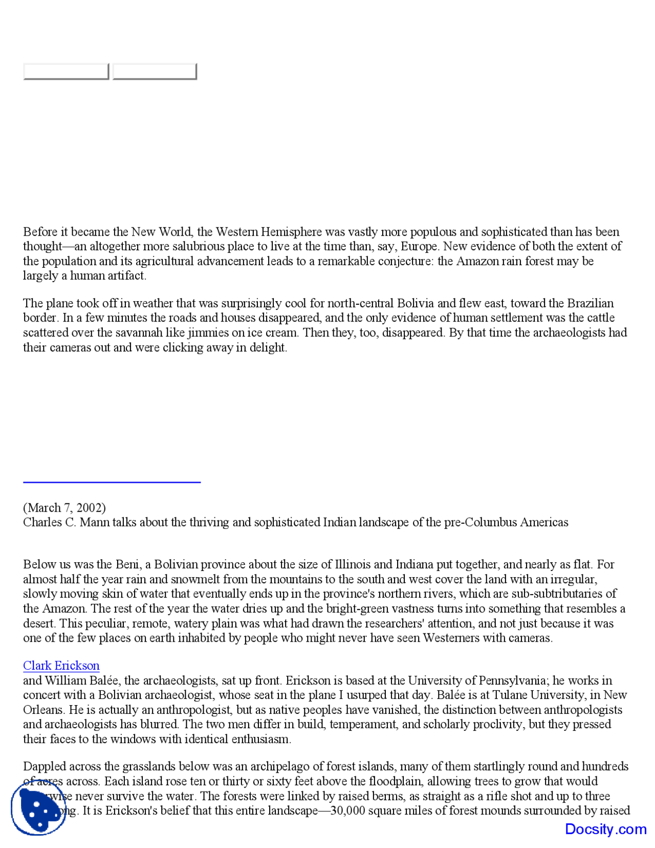 The Landscape of Pre-Columbus America - Ethnic Movements in the US ...