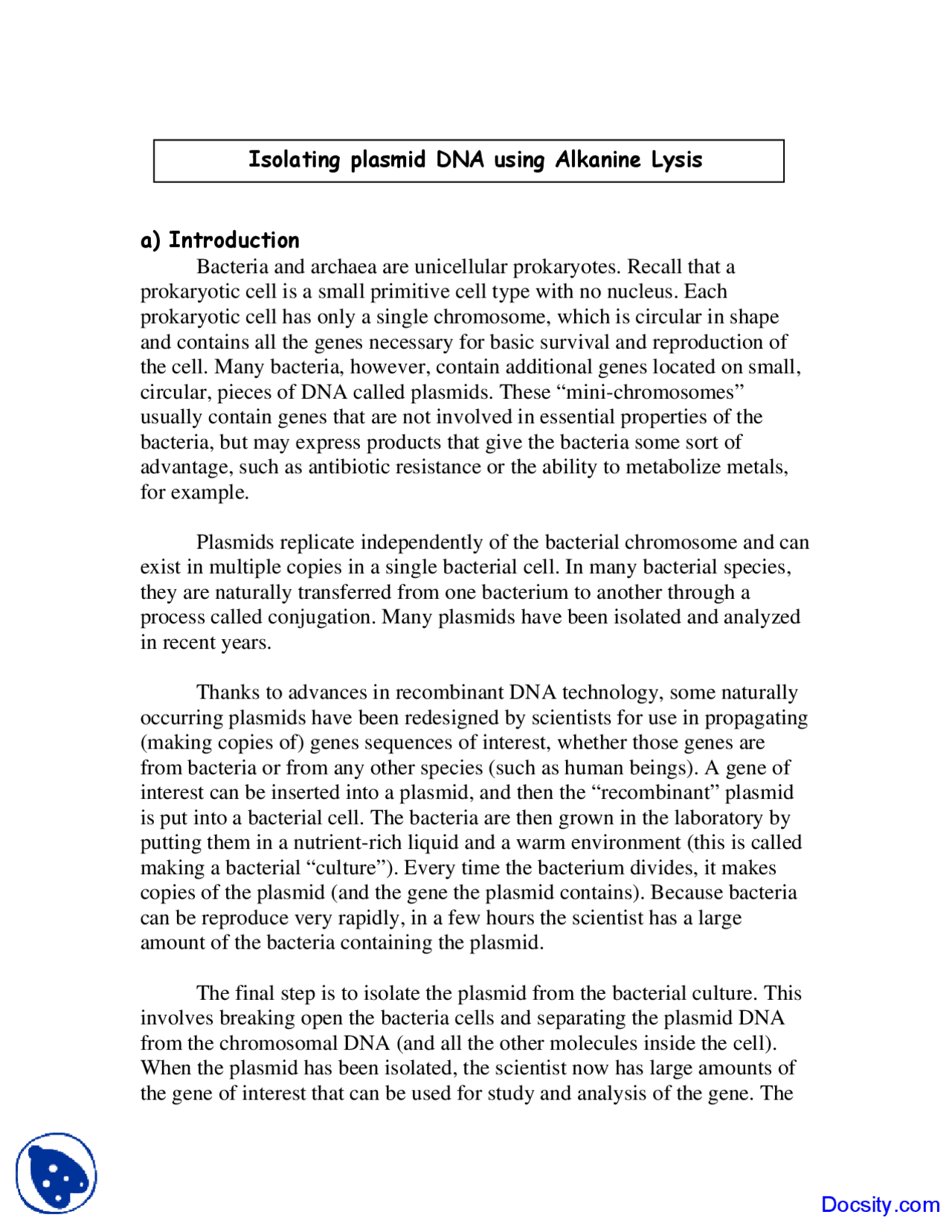 Isolating Plasmid Dna Fundamental Biological Concepts Lab Manuals