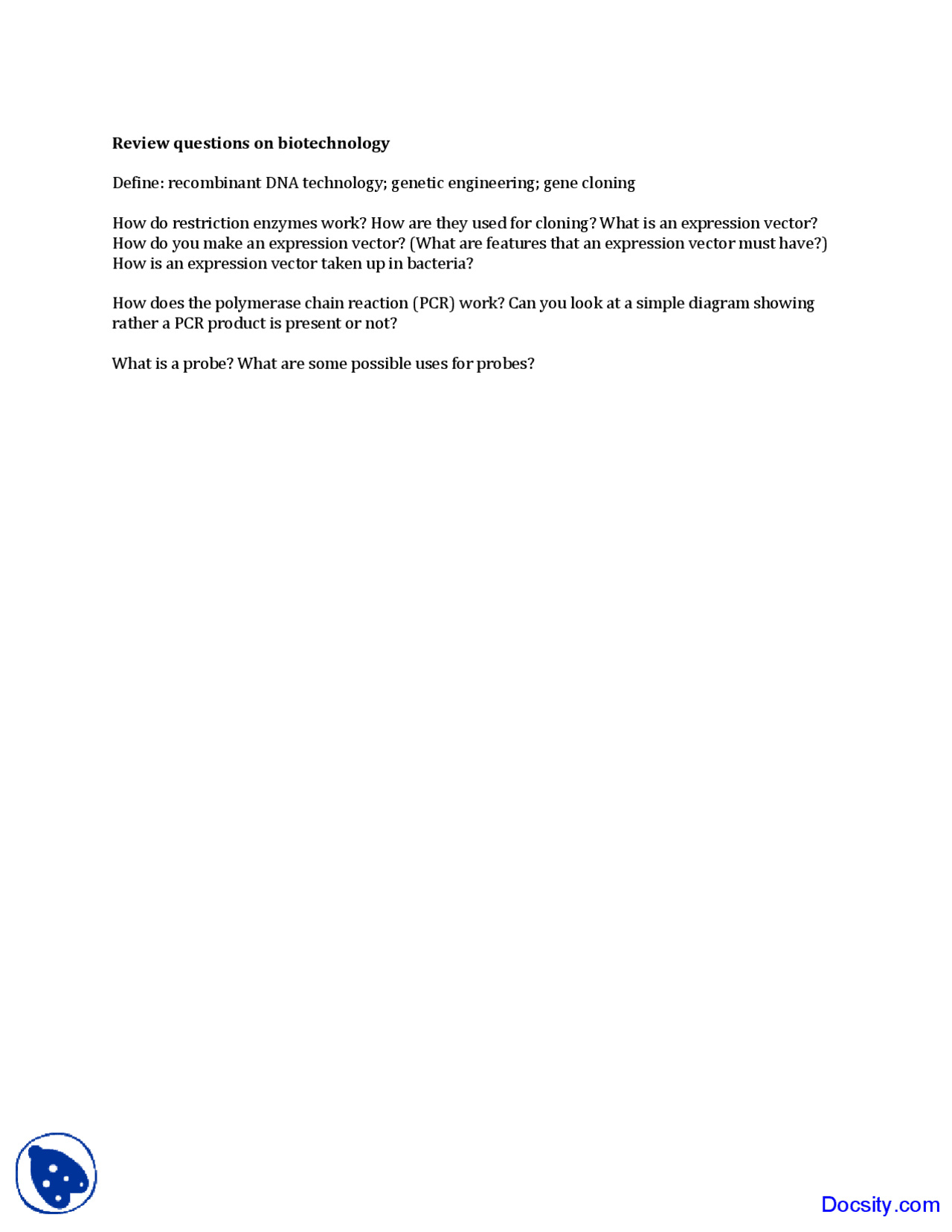 Biotechnology Principles Of Microbiology Quiz Docsity