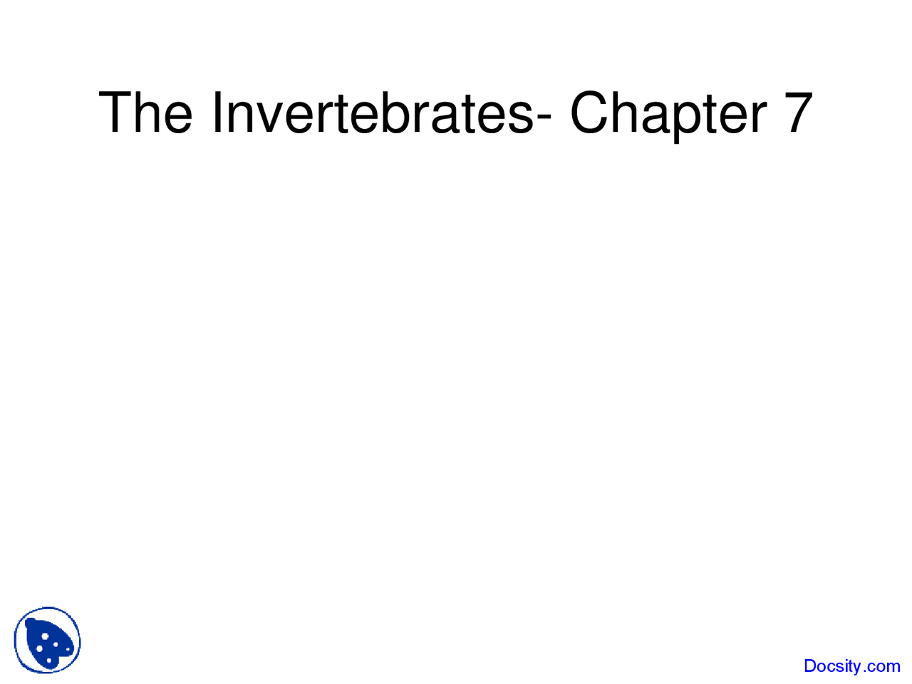 Invertebrates Marine Biology Lecture Slides Docsity