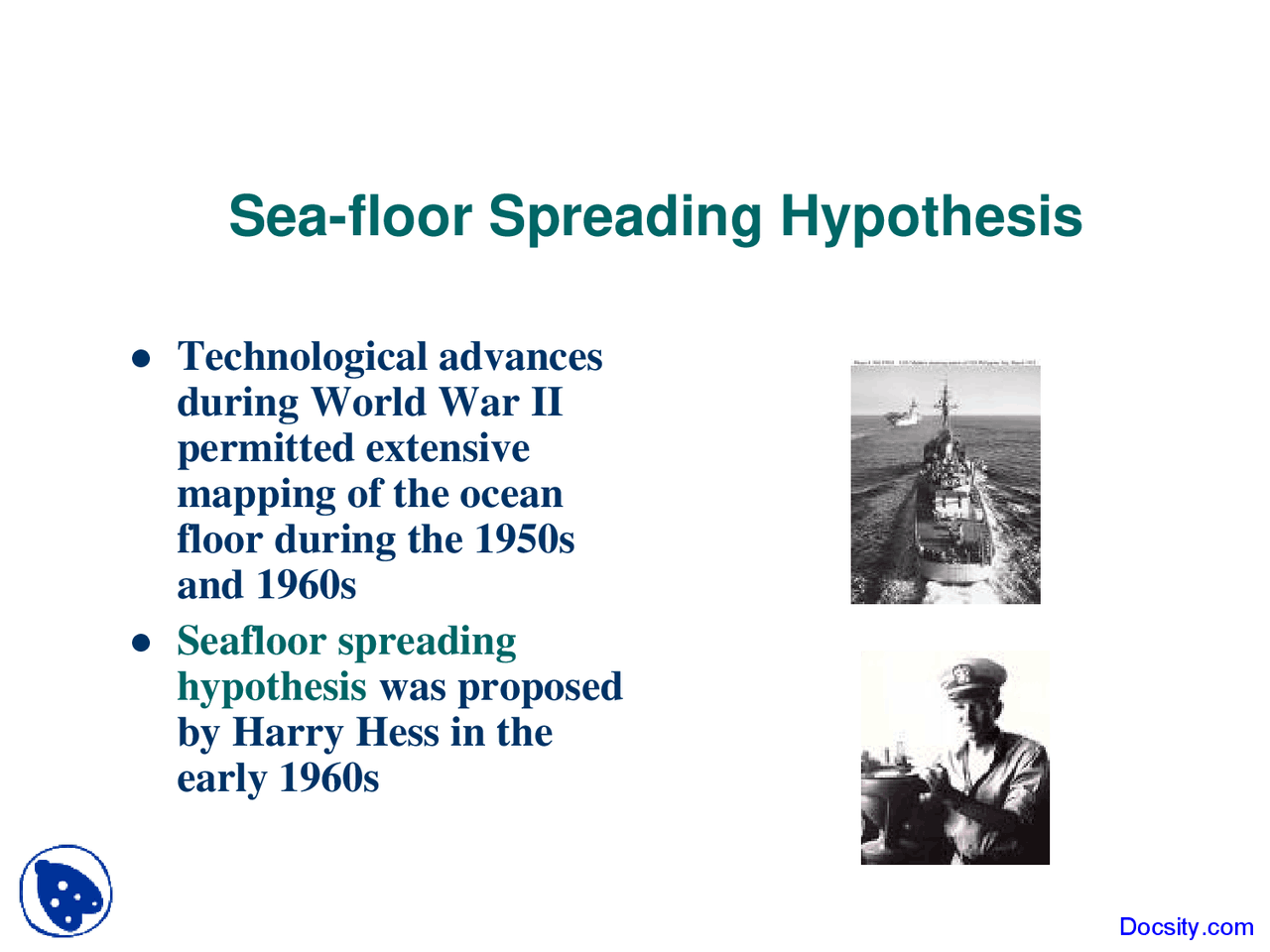 Sea Floor Spreading Hypothesis Dynamic Earth Lecture Slides Docsity