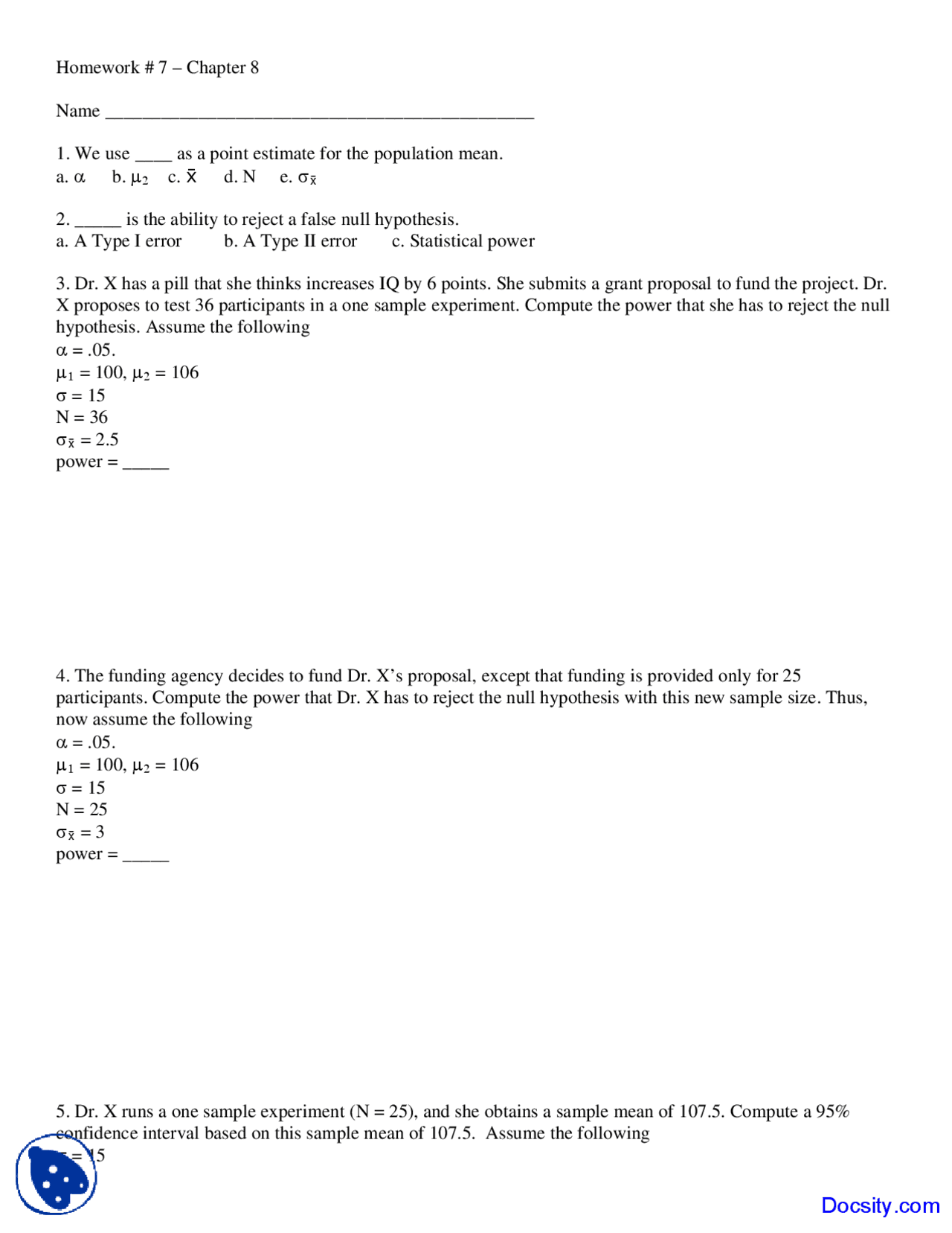 Hypothesis Testing With Z Tests Cognitive Psychology Quiz