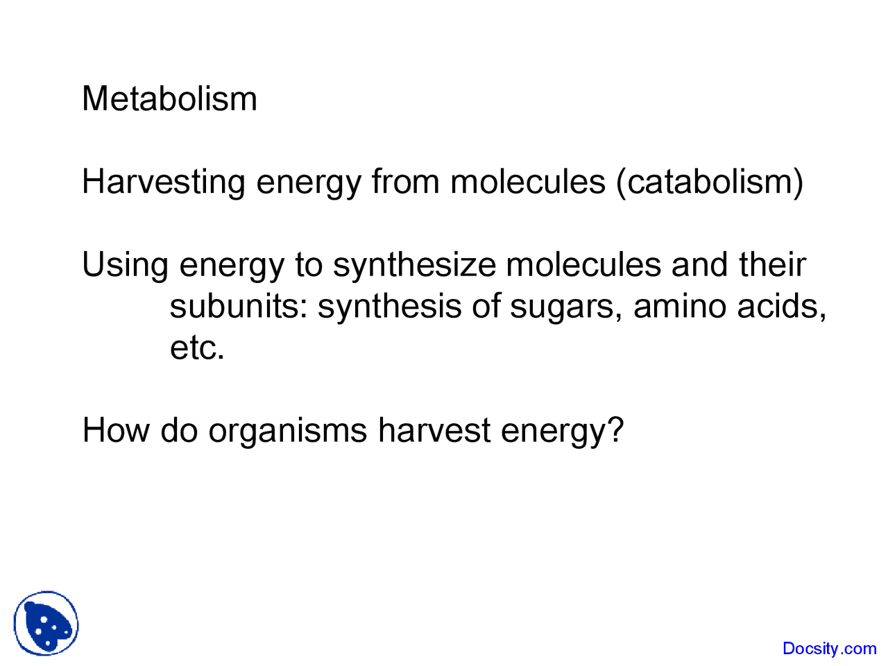 Metabolism Principles Of Microbiology Lecture Slides Docsity