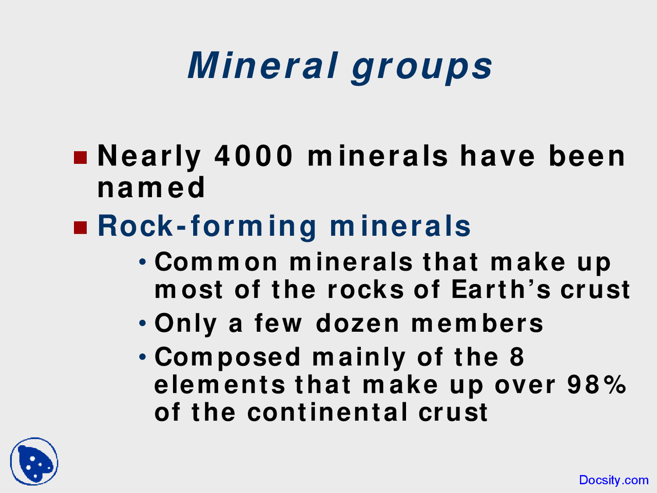 Minerals Groups Dynamic Earth Lecture Slides Docsity