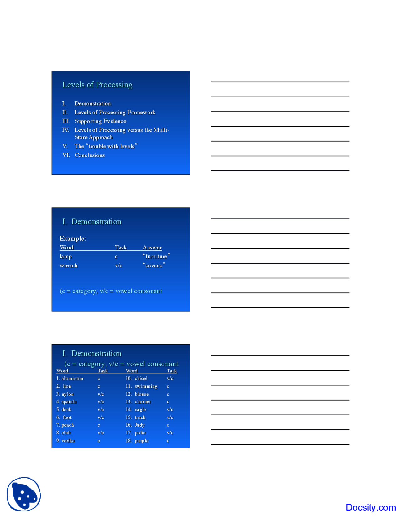 Levels of Processing - Cognitive Psychology - Lecture Slides | Slides ...