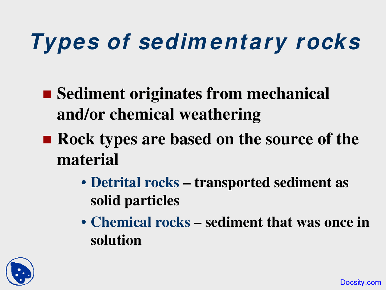 Types Of Sedimentary Rocks Dynamic Earth Lecture Slides Docsity