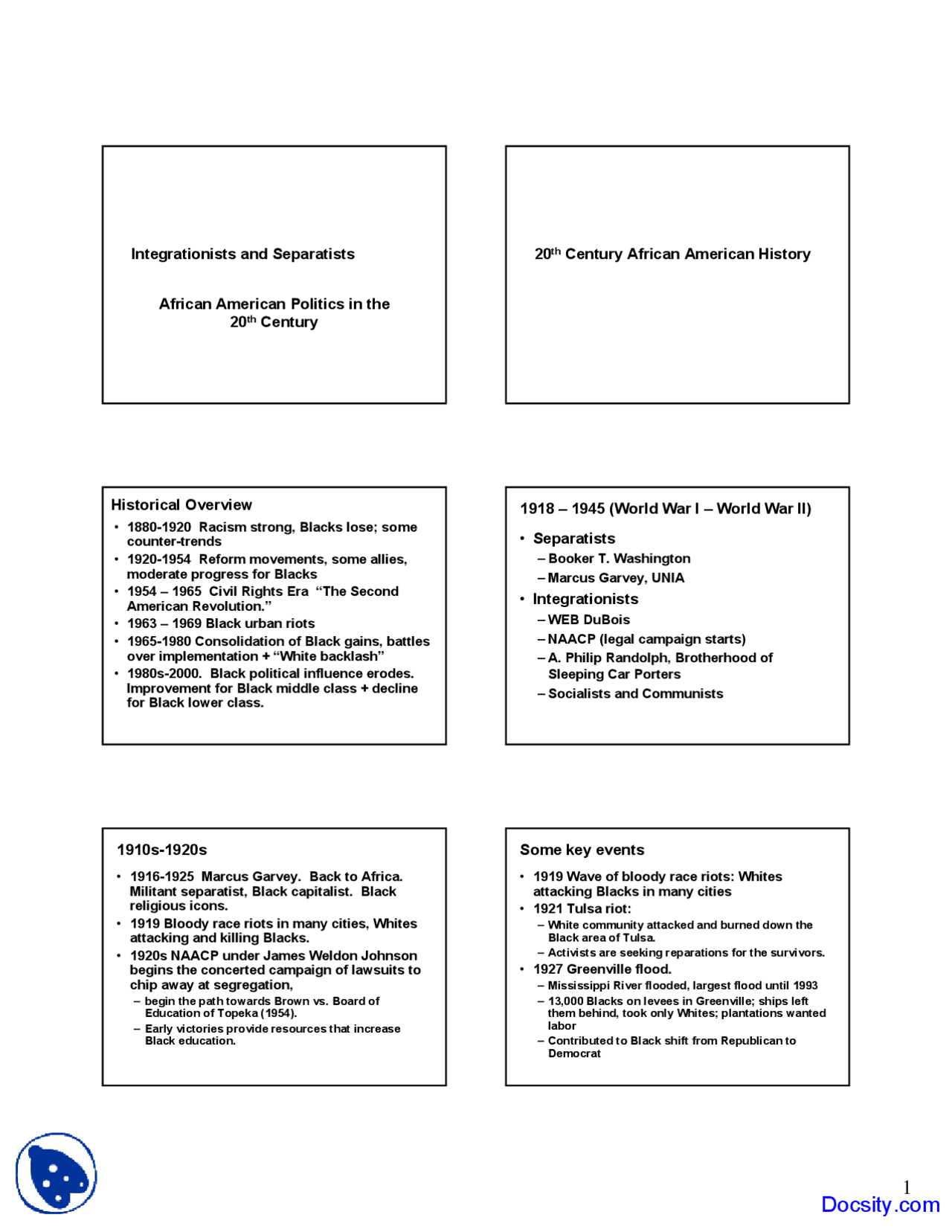Integrationists And Separatists Social Movements Lecture Slides