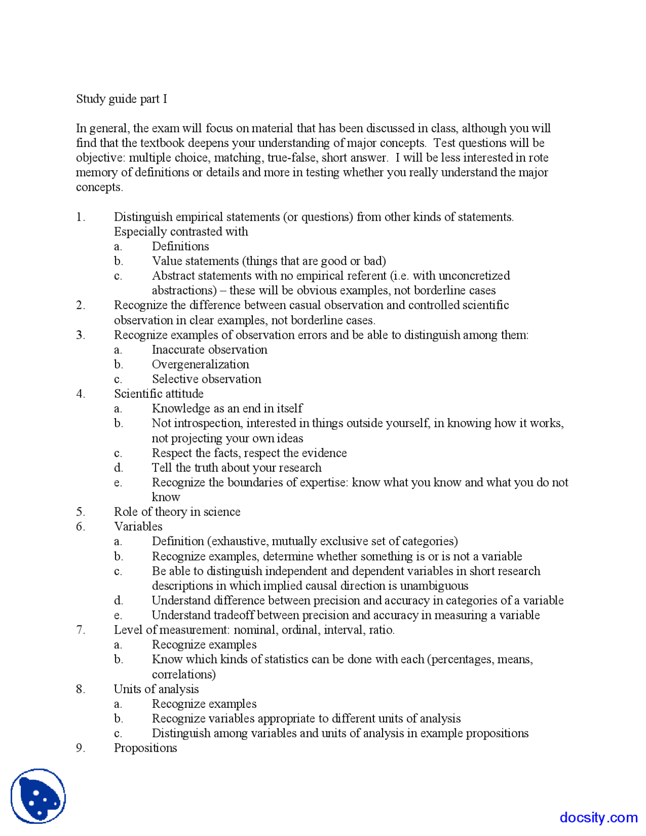 Distinguish Empirical Social Inquiry Lecture Notes Docsity