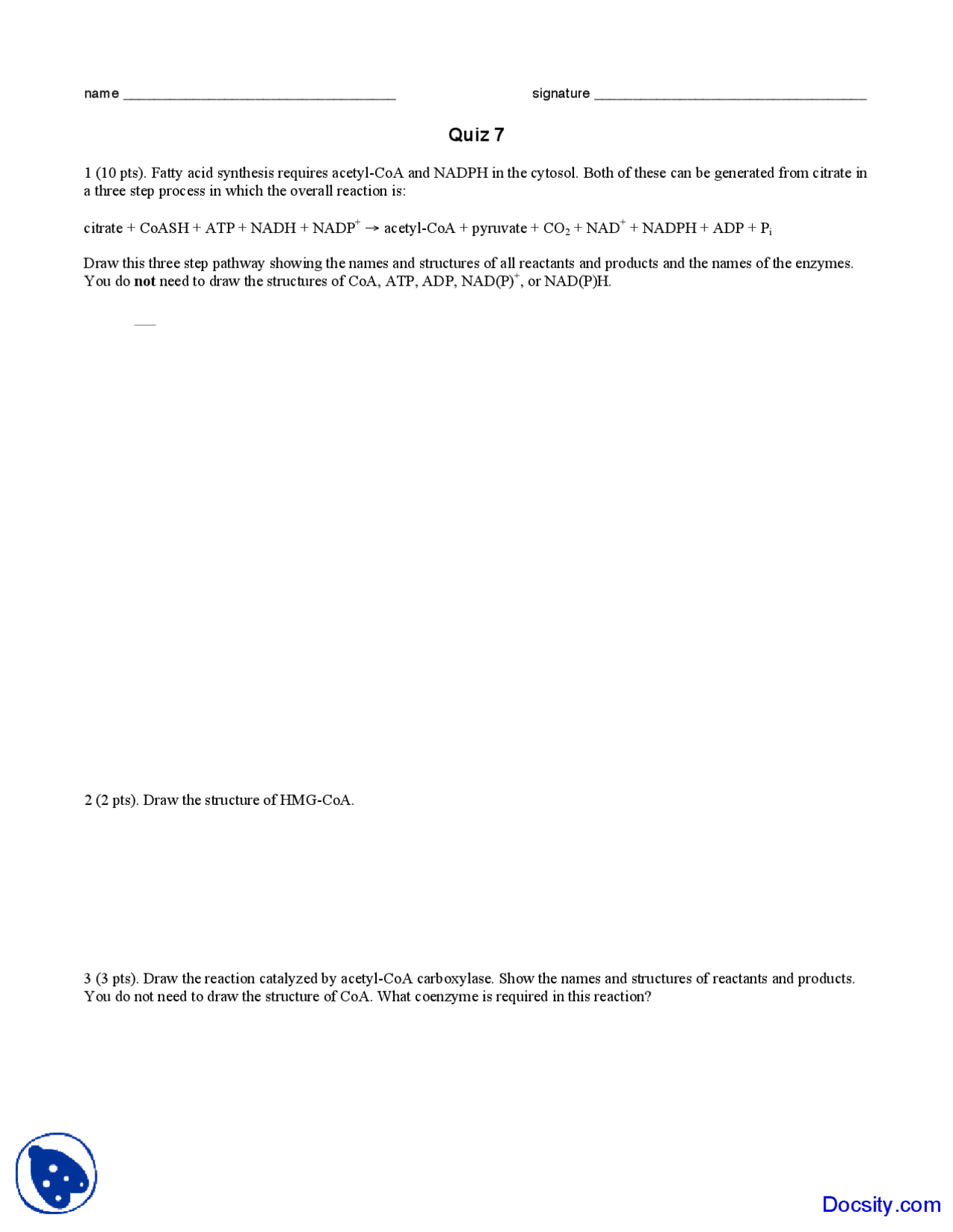 Draw the Structure of HMG-CoA - Biochemistry - Exam | Exams ...