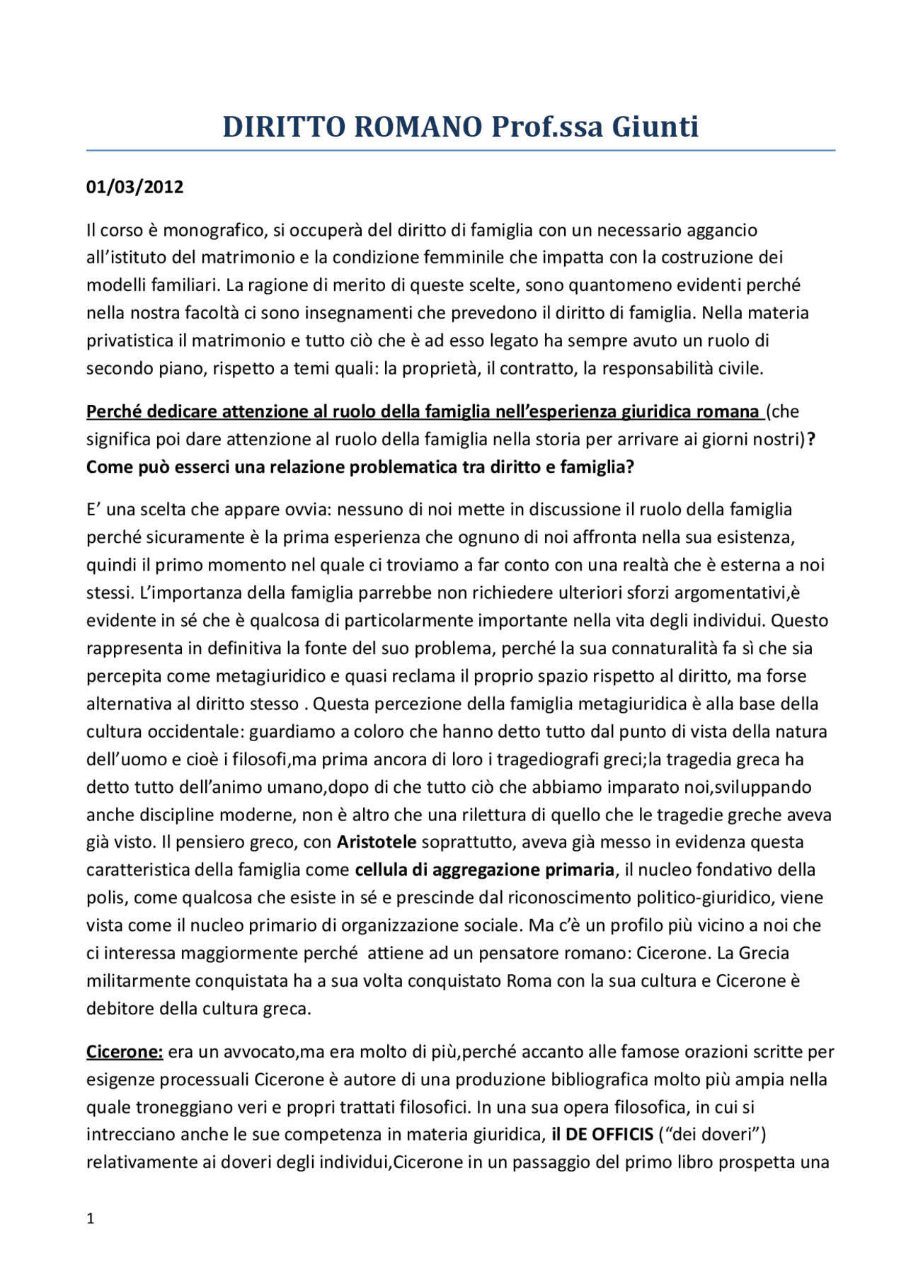 Appunti Diritto Romano 2012 Prof Giunti Docsity