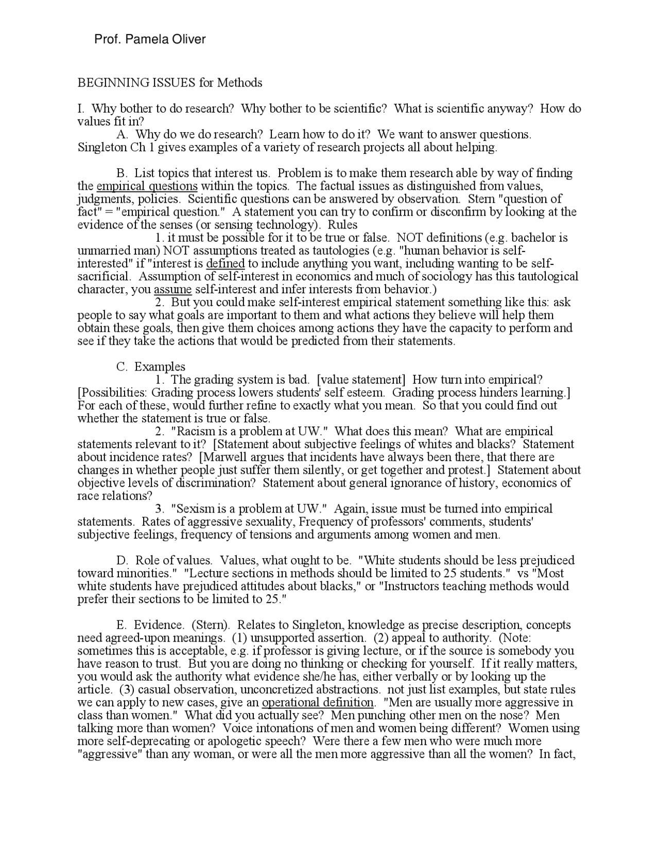 Begnning Issue Methods Of Social Inquiry Lecture Notes Docsity