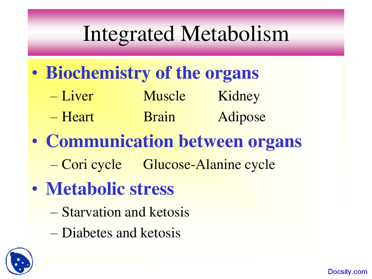 Integrated Metabolism Biochemistry Lecture Slides Slides