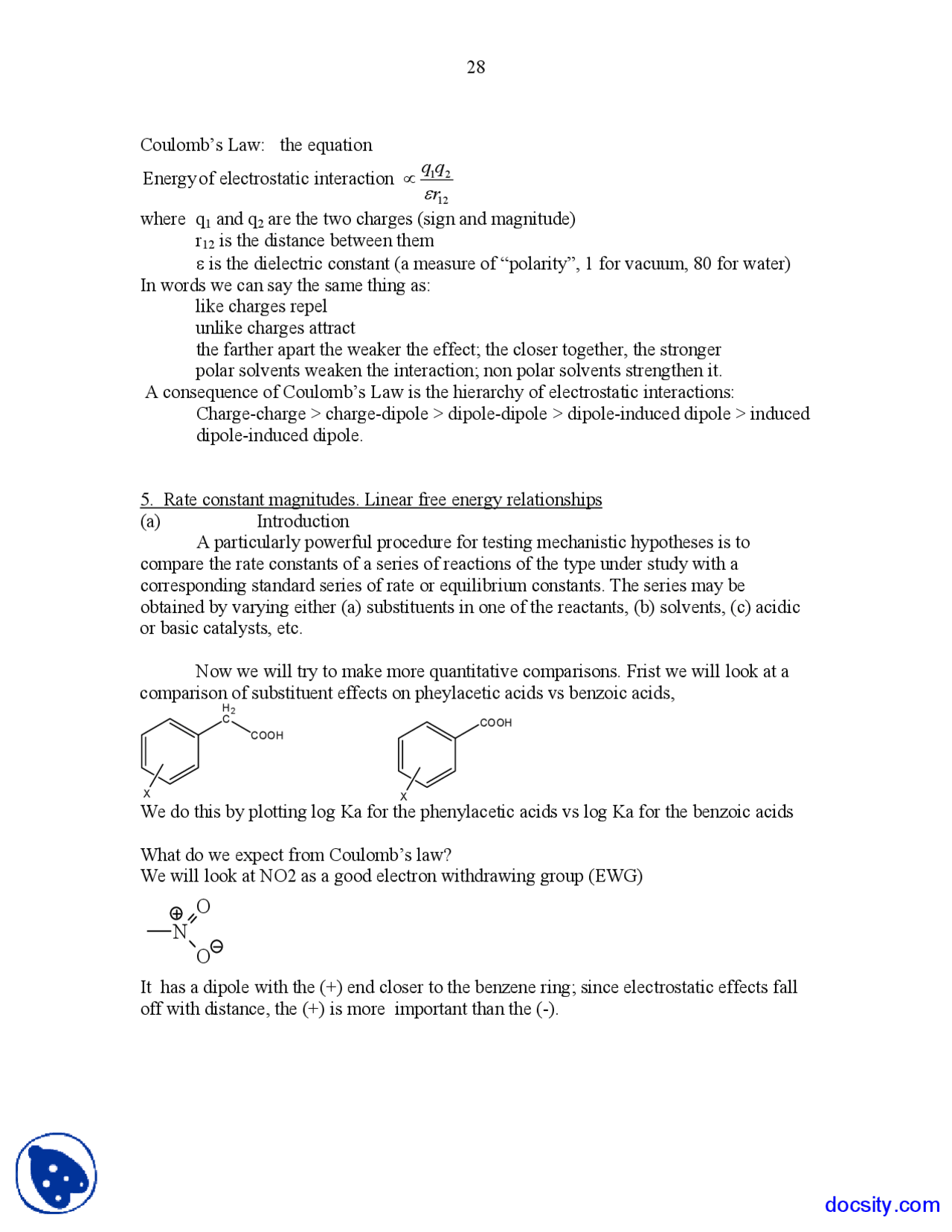 Coulombs Law Macro Molecules Lecture Handouts Docsity