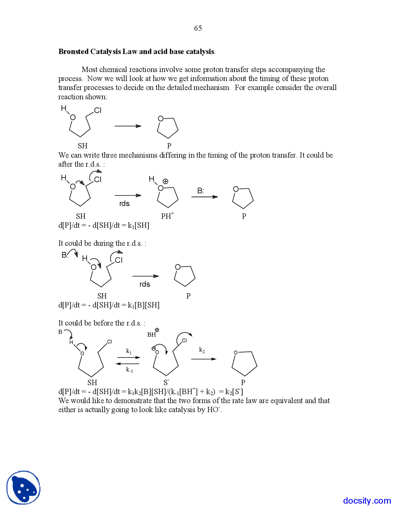 Bronsted Catalysis Law Macro Molecules Lecture Handouts Docsity