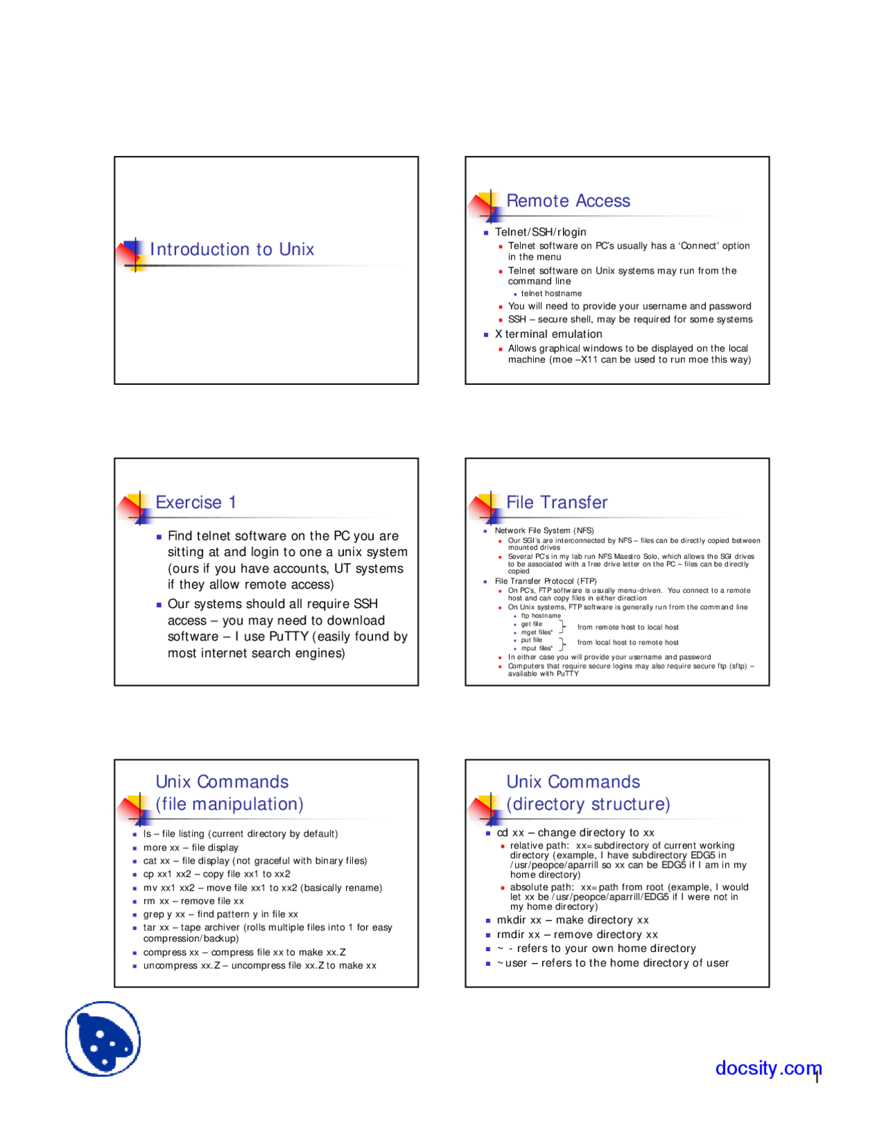 Unix - Chemical Modeling - Lecture Slides - Docsity Unix - Chemical Modeling - Lecture Slides - Docsity