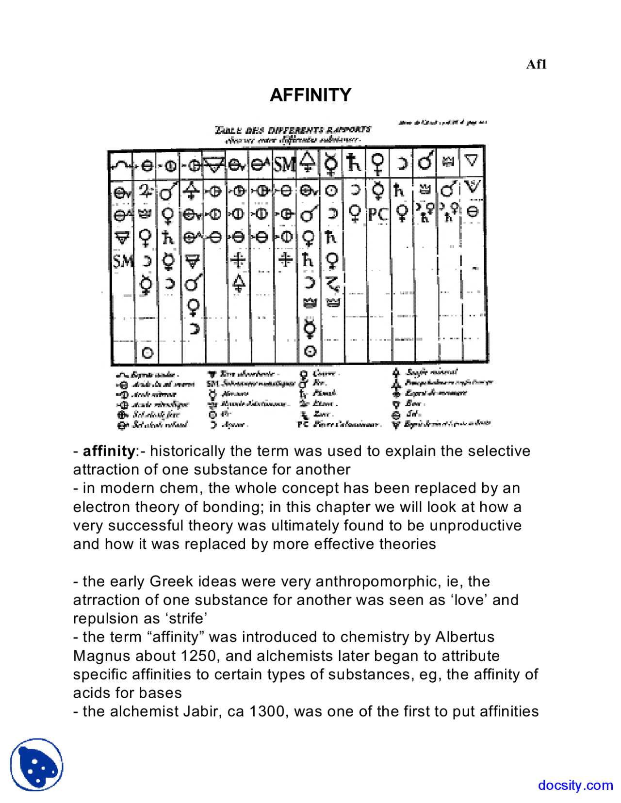 Affinity The Evolution Of Chemical Thought Lecture Notes Docsity