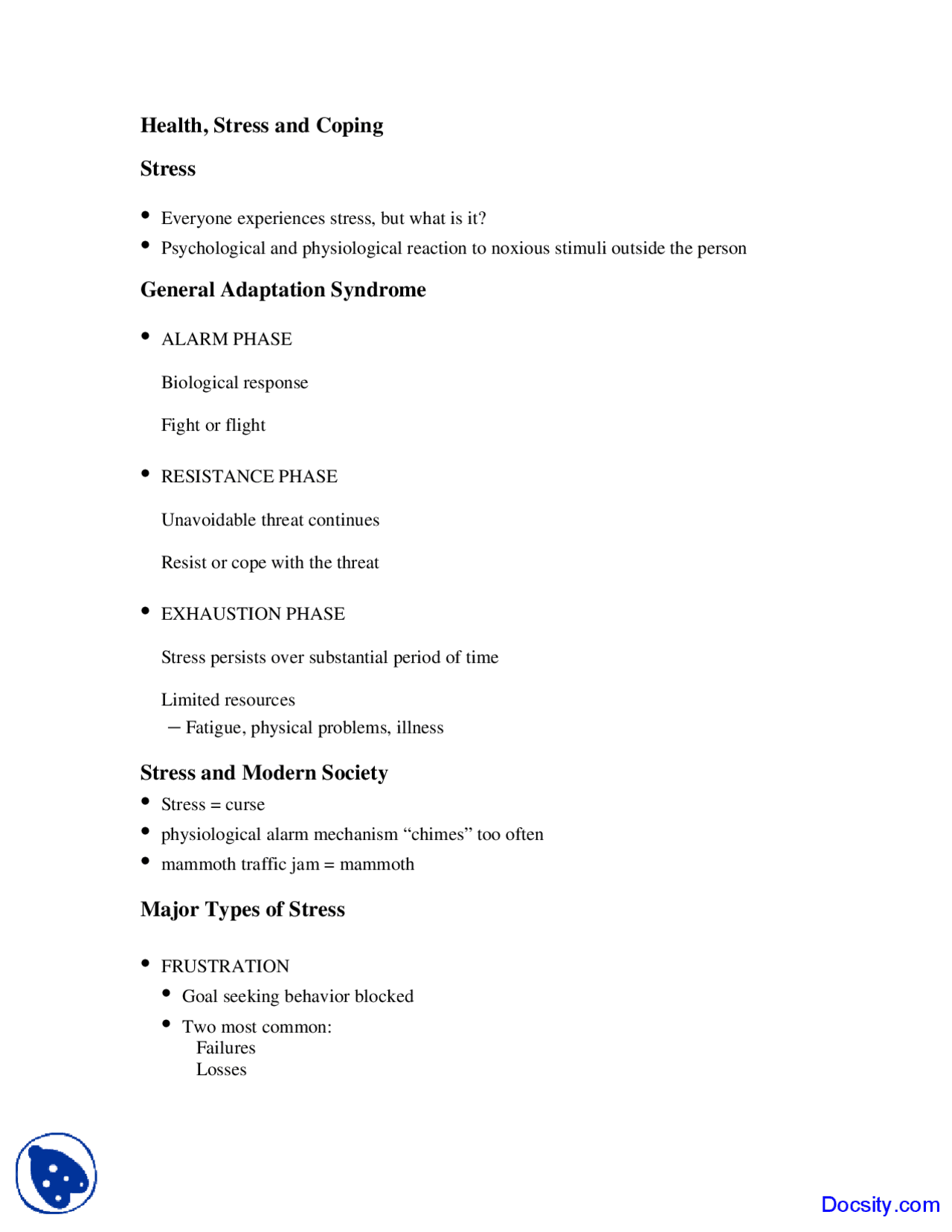 Health Stress And Coping Fundamentals Of Psychology Lecture Notes