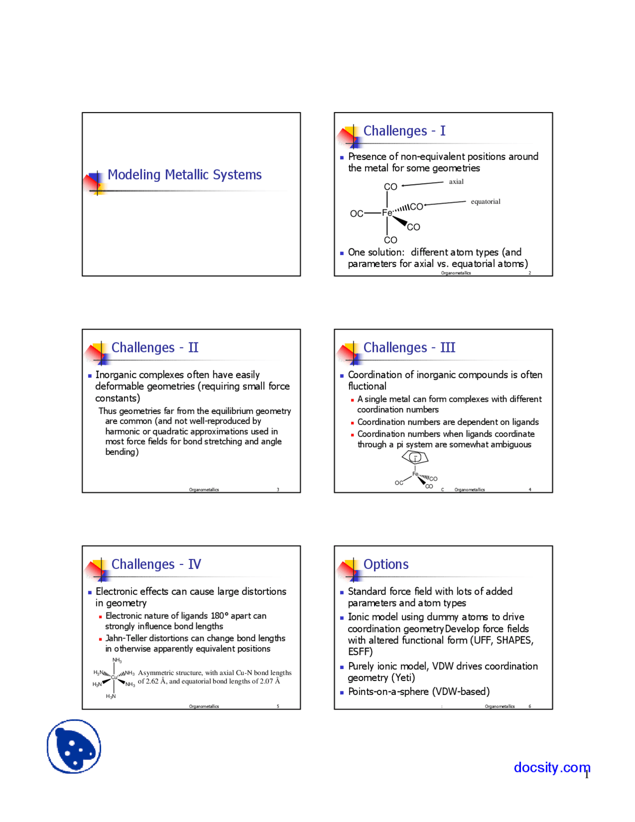 Modeling Metallic Systems Chemical Modeling Lecture Slides Docsity