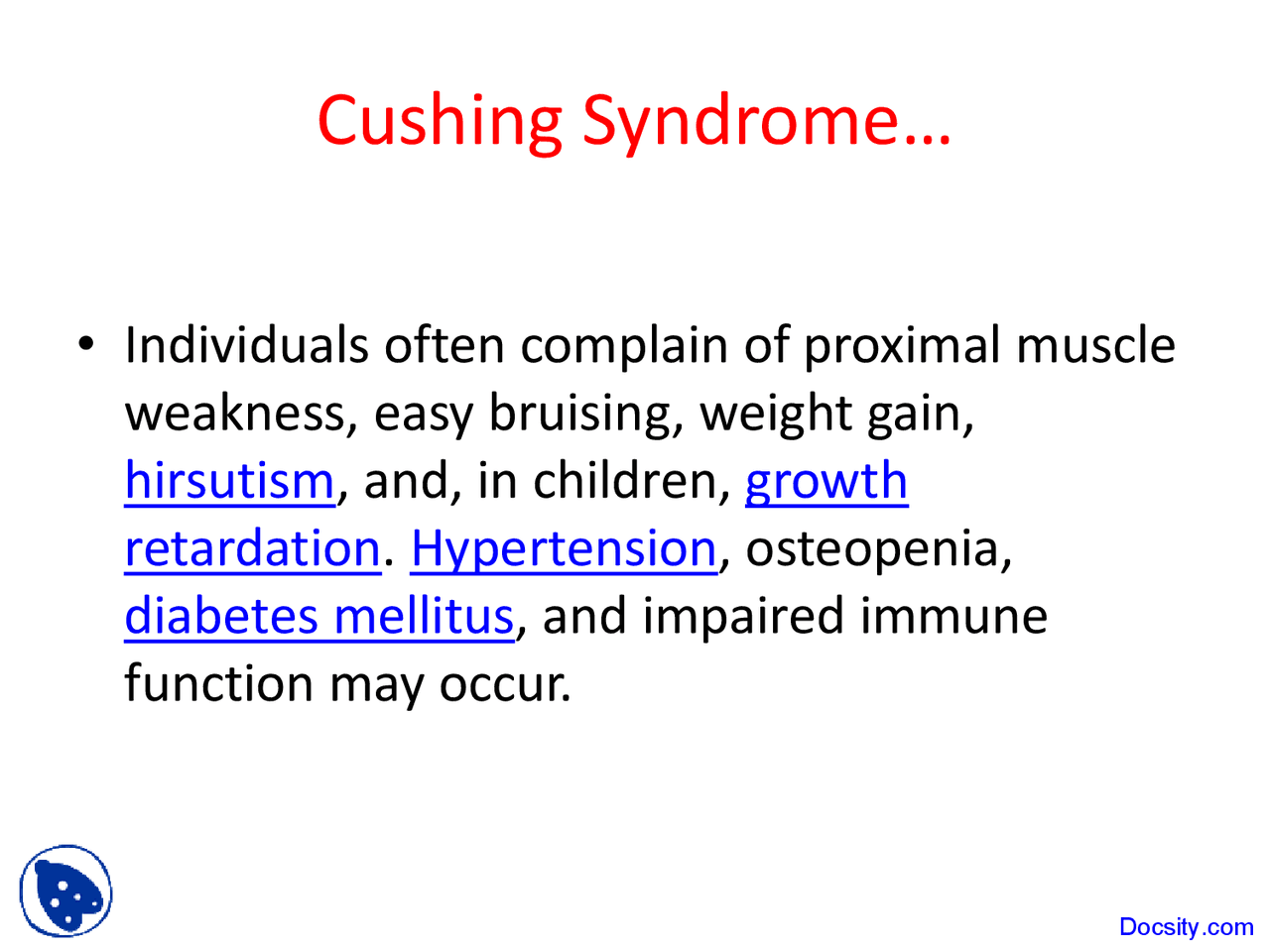 Cushing Syndrome Endocrinology Lecture Slides Docsity