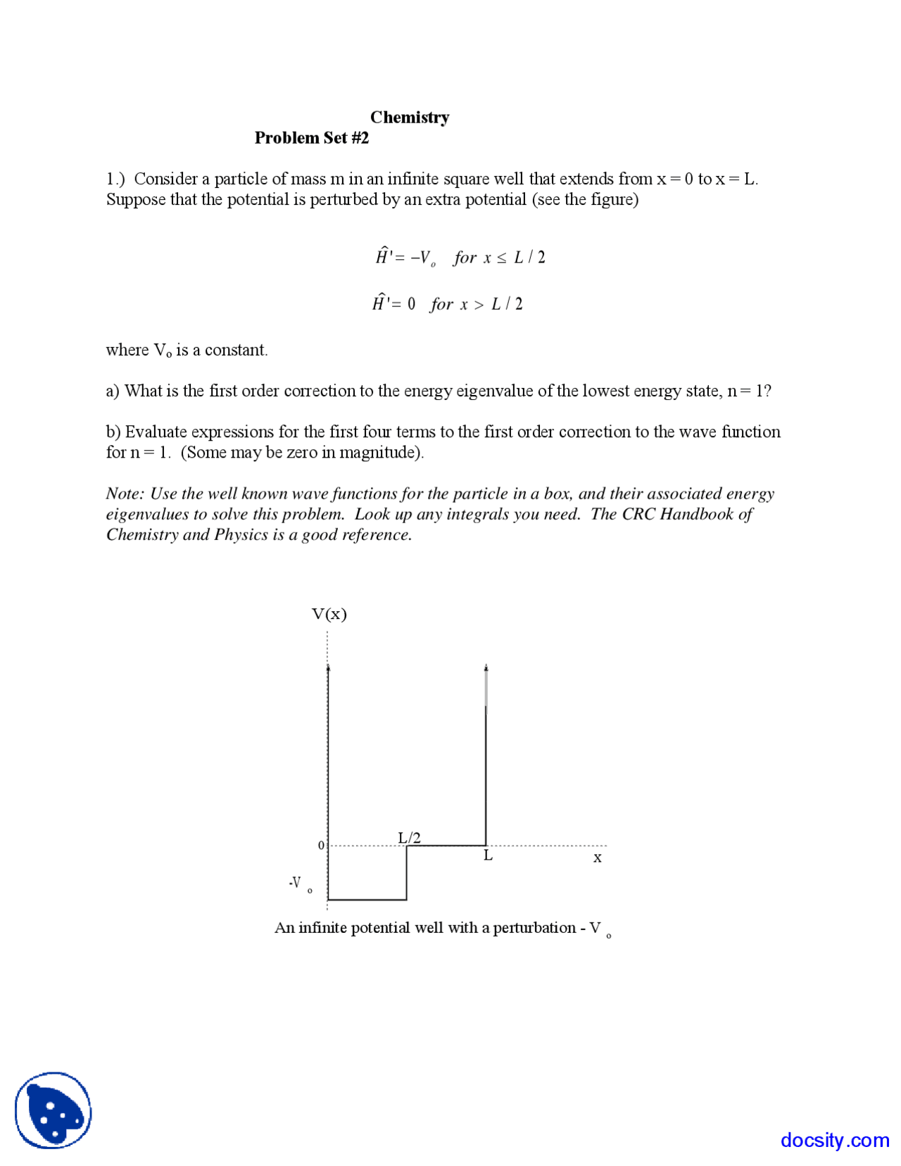 Extra Potential - Advanced Quantum Chemistry and Spectroscopy - Problem | Exercises Chemistry ...