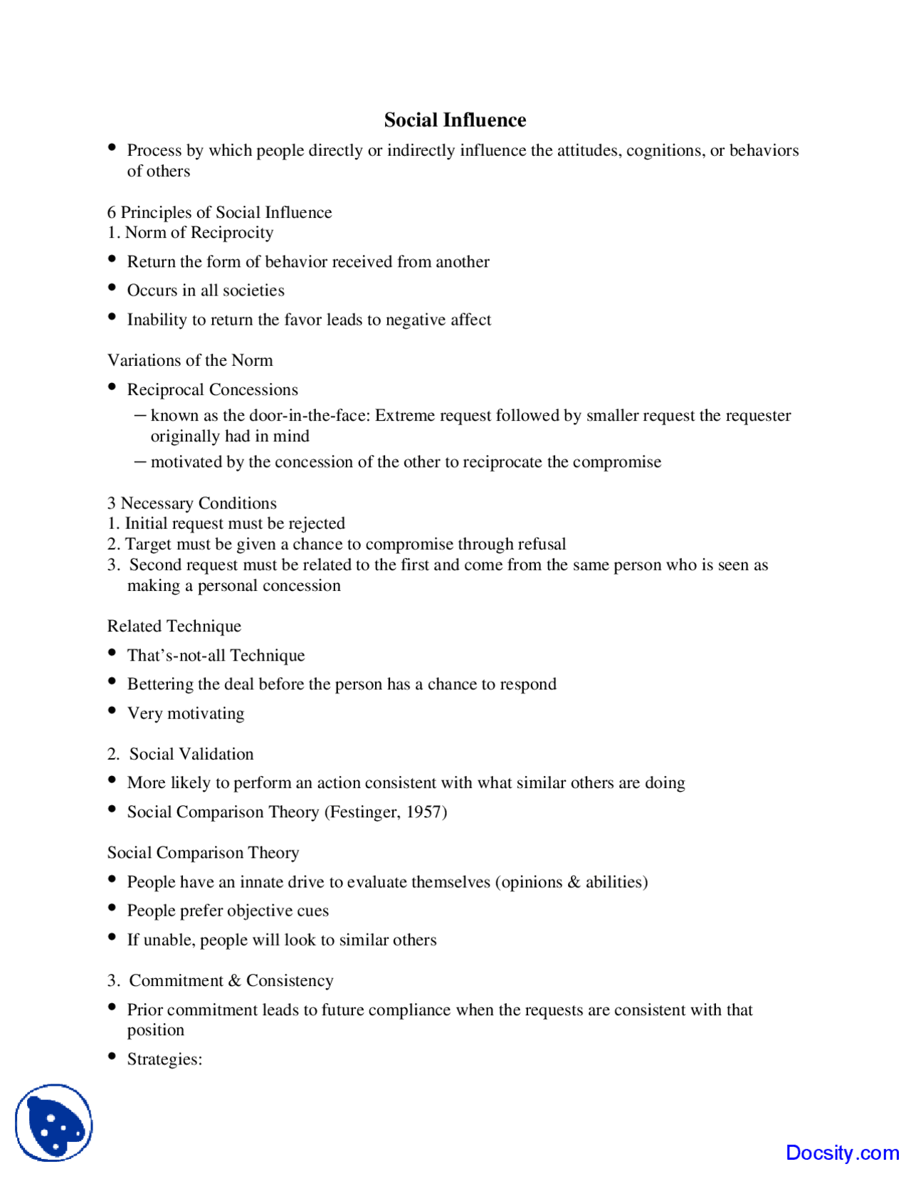 Social Influence - Fundamentals of Psychology - Lecture Notes - Docsity