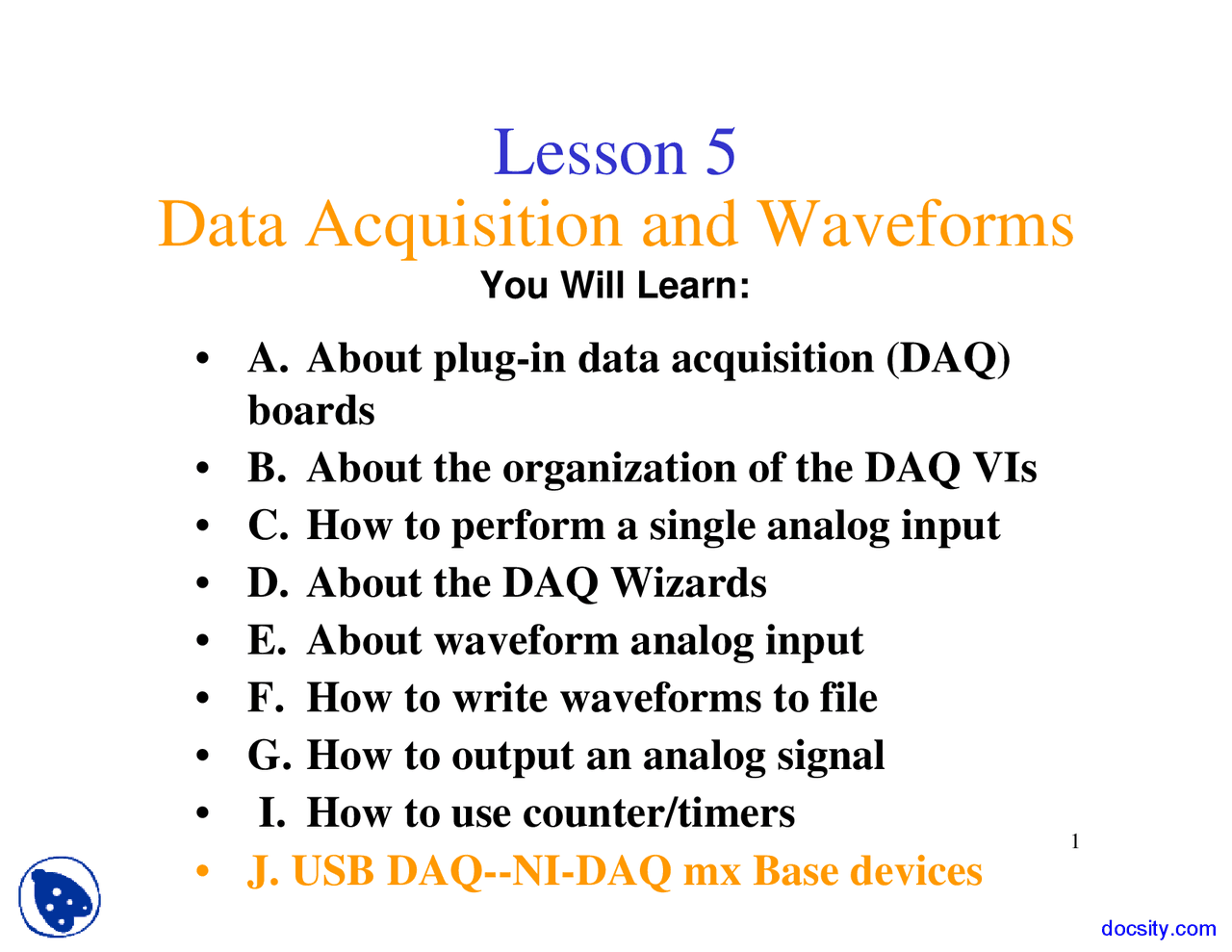 Data Acquisition And Waveforms Analytical Instrumentation Lecture