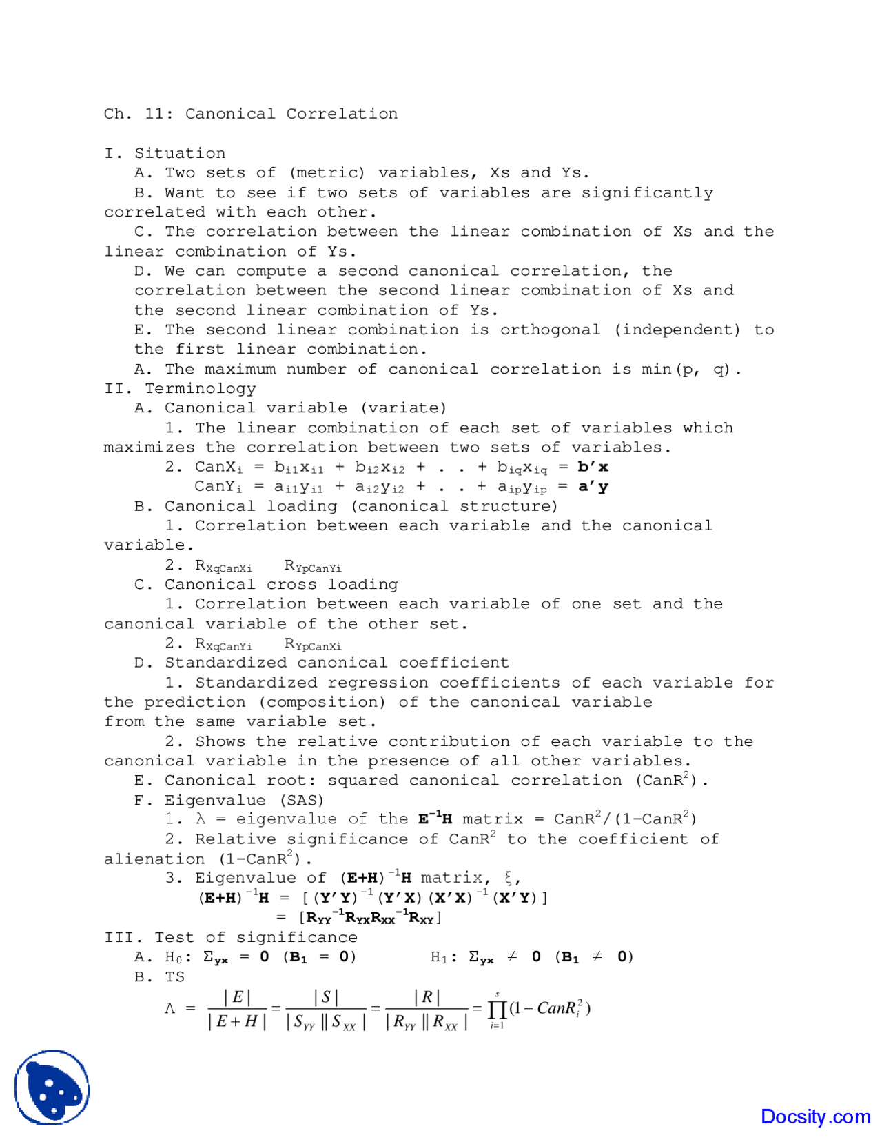 Canonical Correlation Basic Statistics For Behavioral Sciences