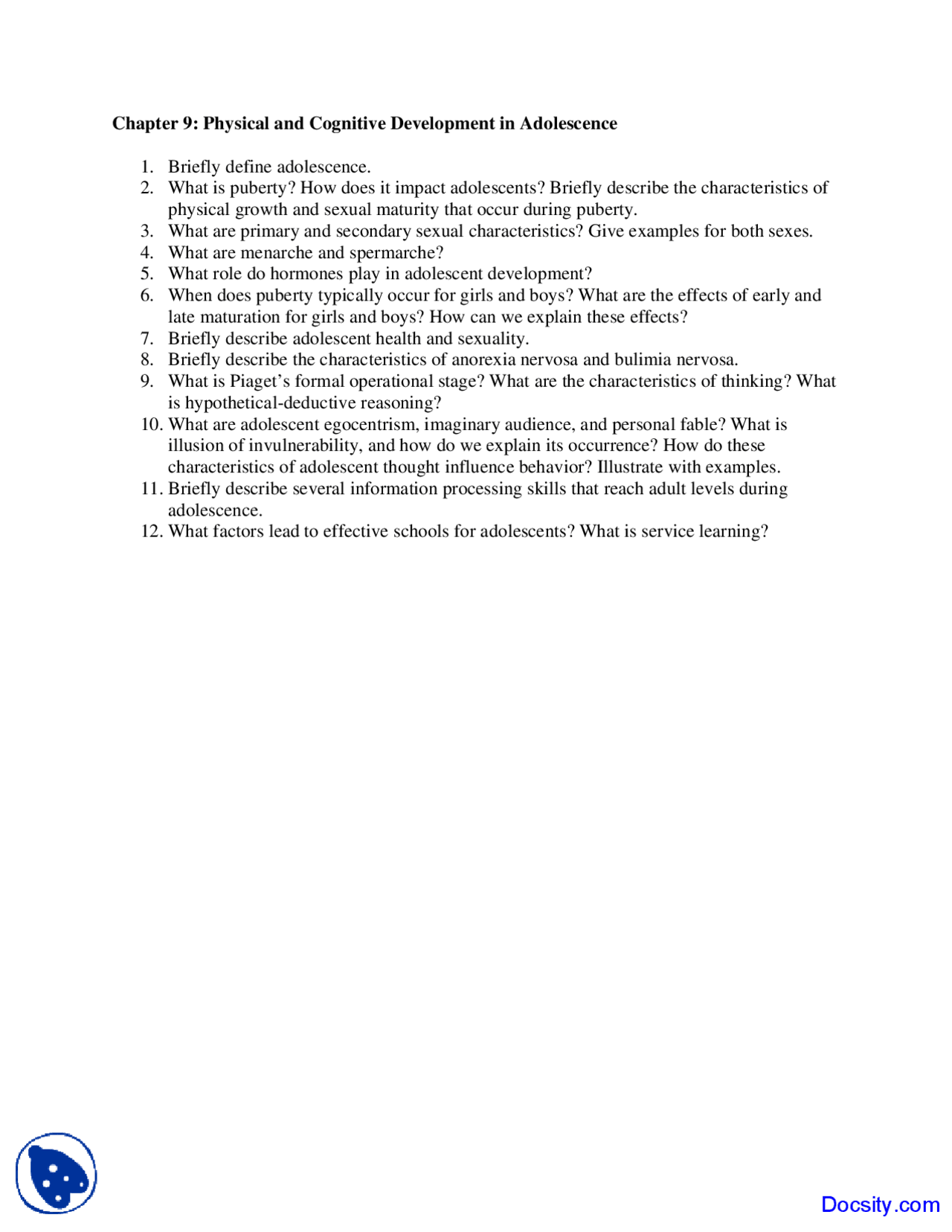 Physical and Cognitive Development in Adolescence - Lifespan ...