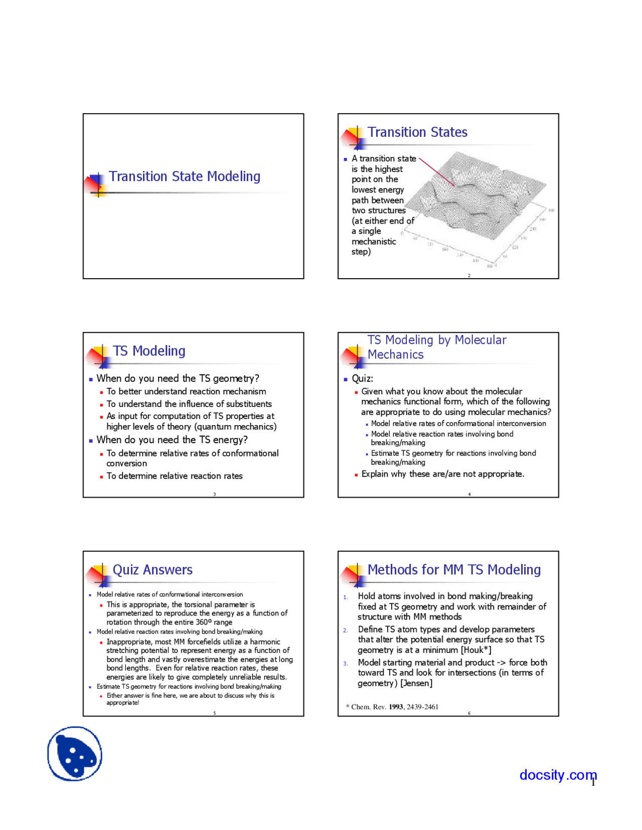 Transition State Modeling - Chemical Modeling - Lecture Slides | Slides Engineering Chemistry ...