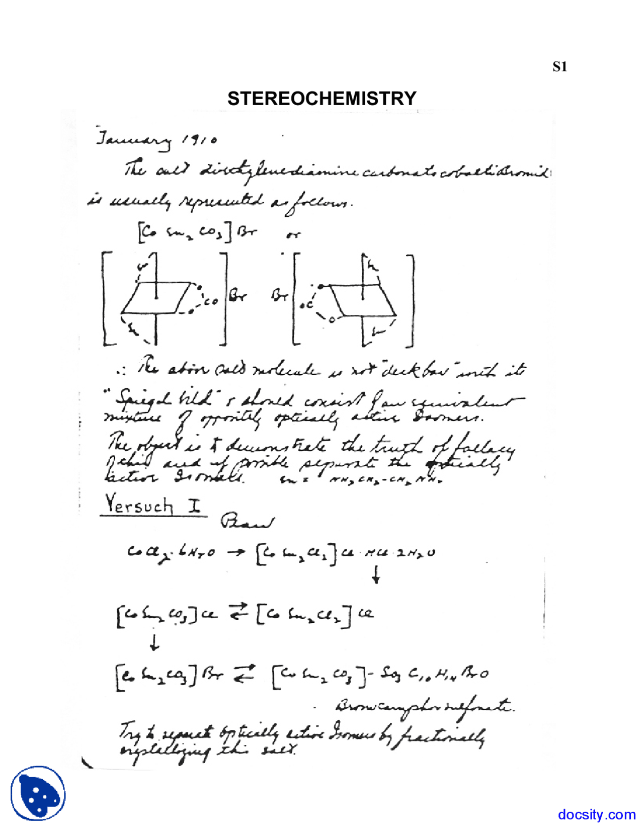 Stereochemistry The Evolution Of Chemical Thought Lecture Notes