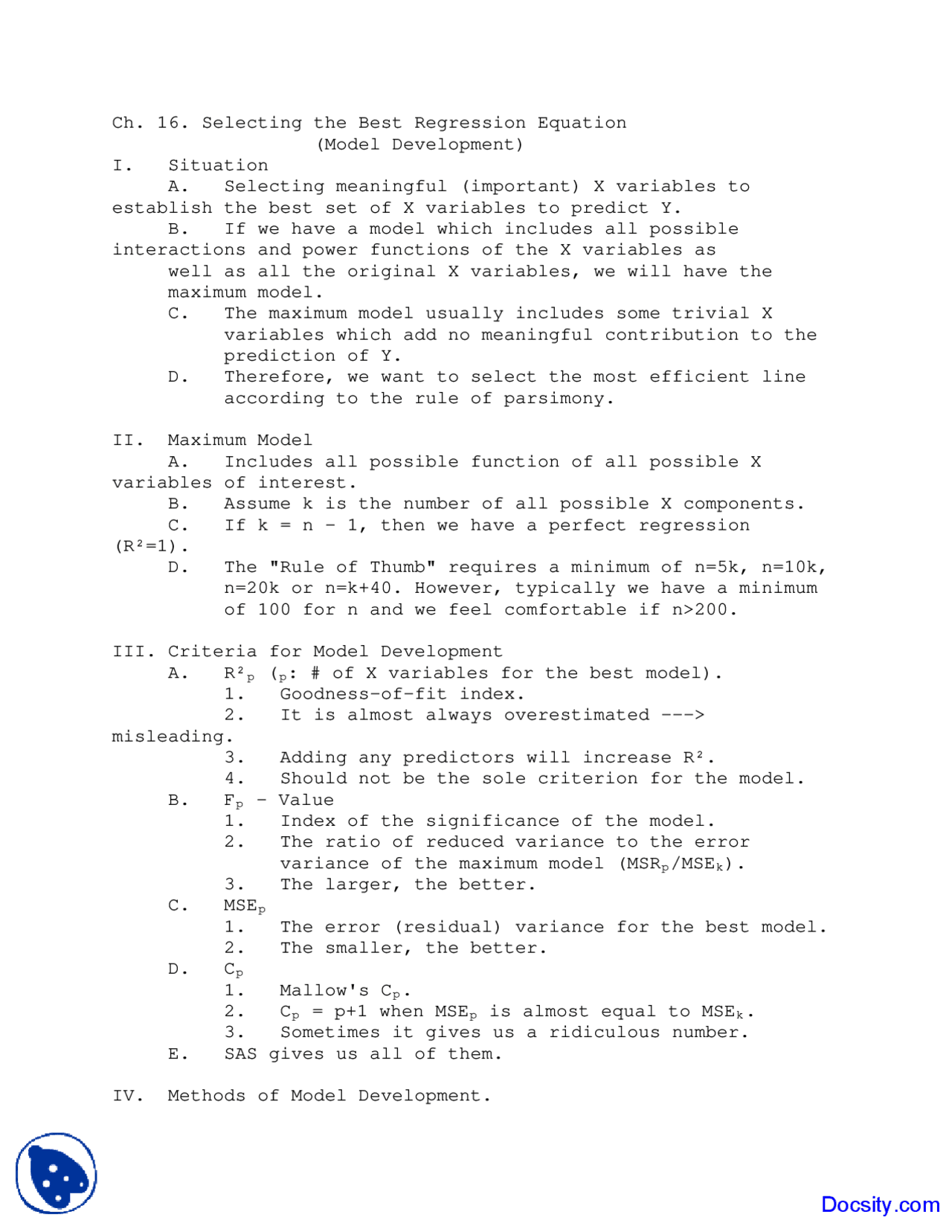 Selecting the Best Regression Equation - Basic Statistics for ...