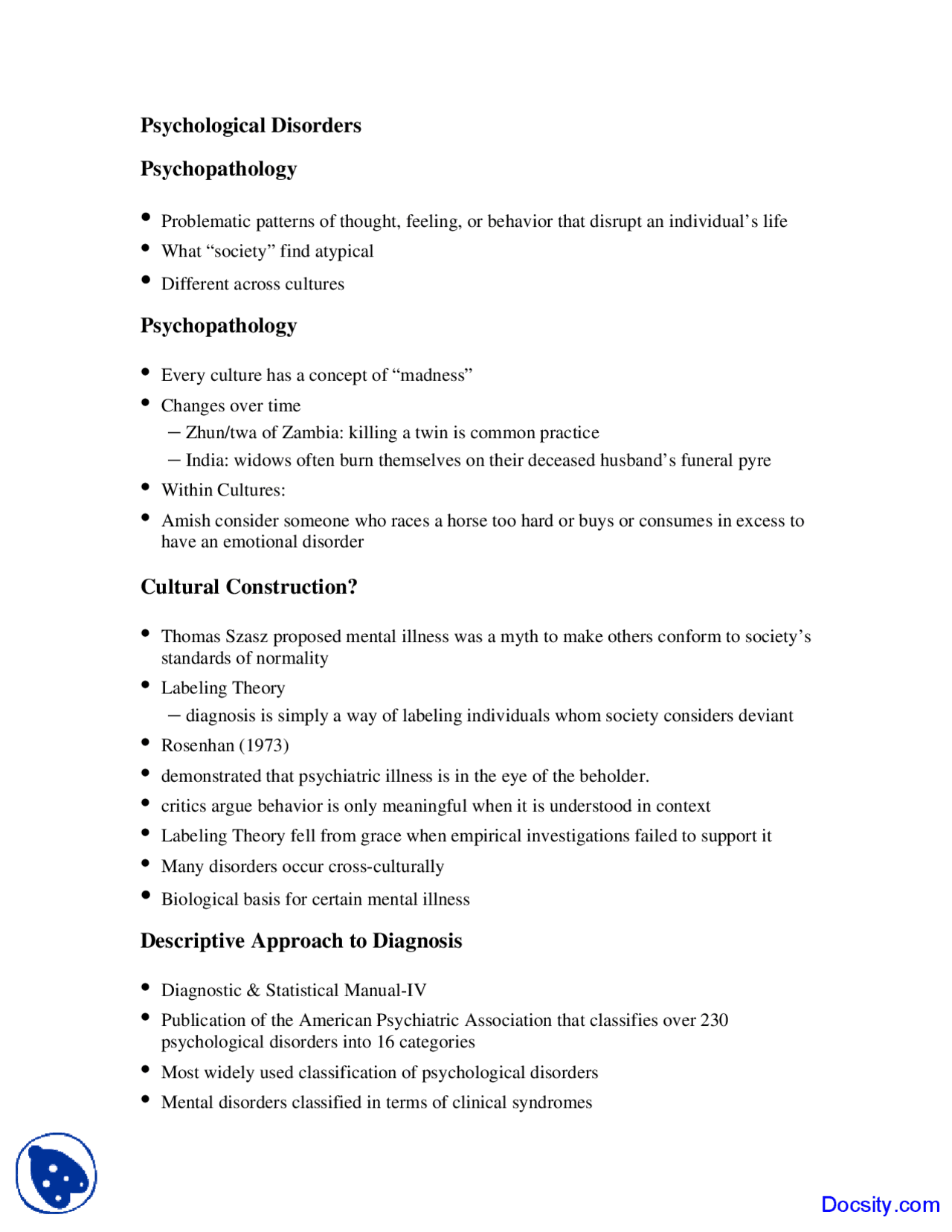 Psychological Disorders - Fundamentals of Psychology - Lecture Notes ...