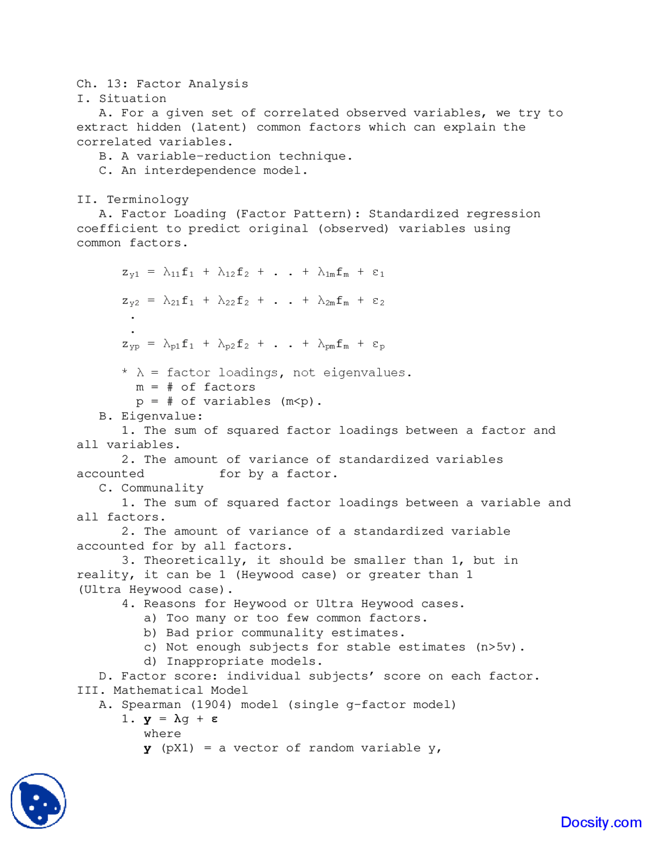 Factor Analysis Basic Statistics For Behavioral Sciences Lecture