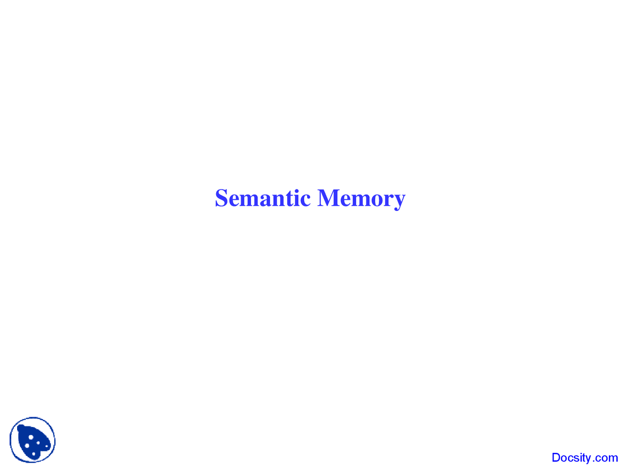 Semantic Memory Pdp Model Cognitive Psychology Lecture Slides Slides Cognitive Psychology