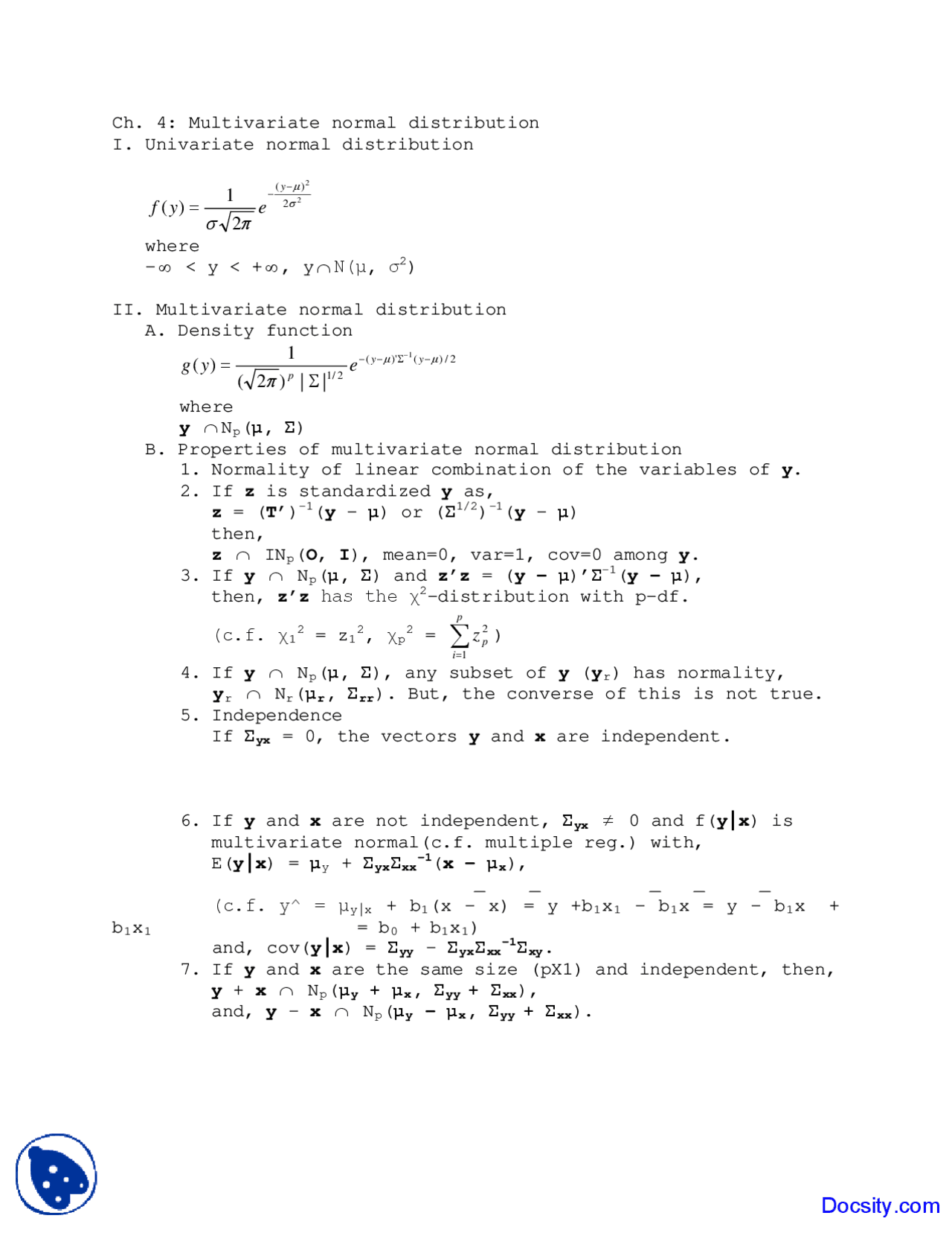 Multivariate Normal Distribution Basic Statistics For Behavioral Sciences Lecture Notes