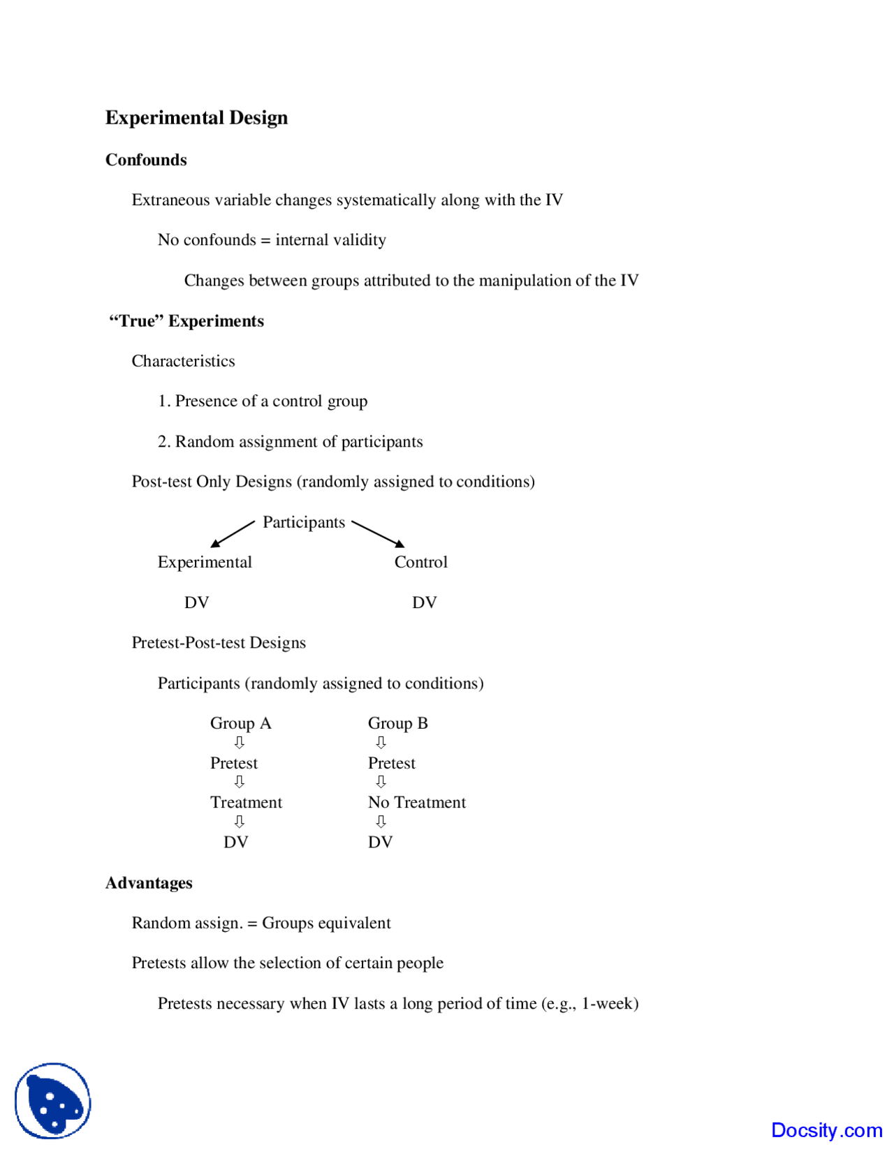 Experimental Design Experimental Psychology Lecture Notes Docsity