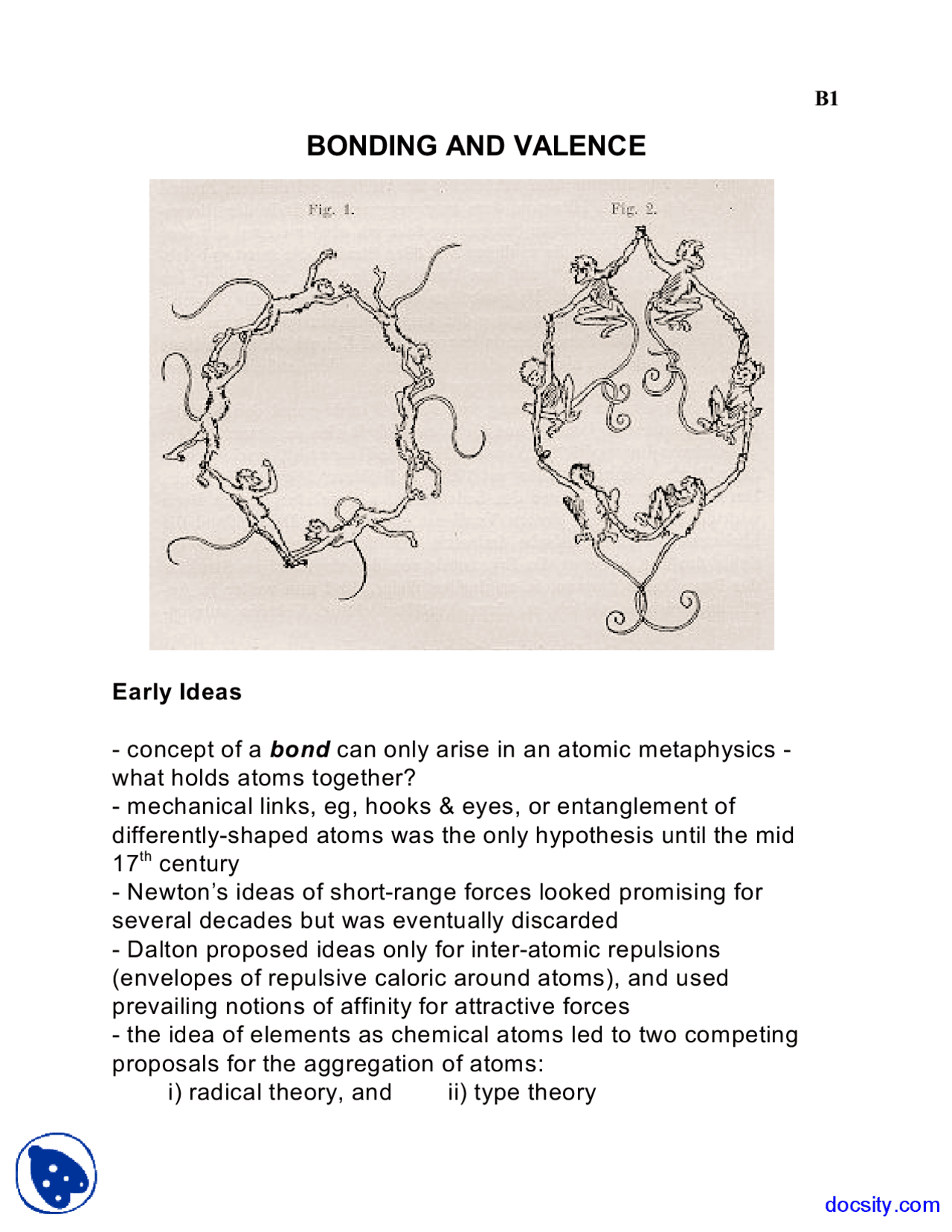 Bonding The Evolution Of Chemical Thought Lecture Notes Docsity