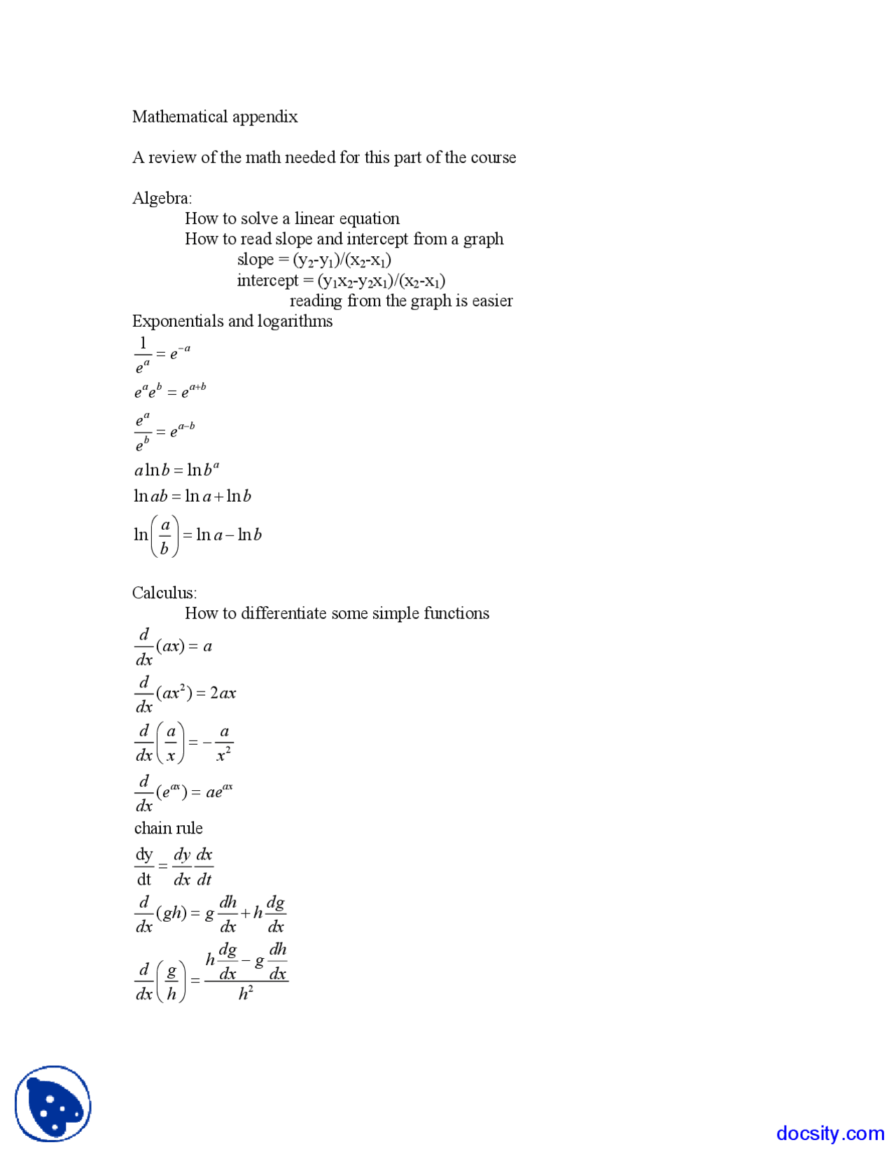 Kinetic Math Macro Molecules Lecture Handouts Docsity
