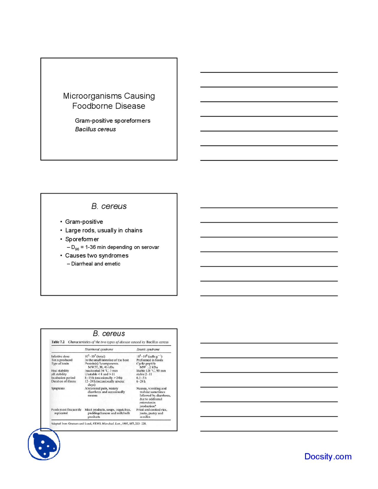 Bacillus Cereus Biology Lecture Slides Docsity
