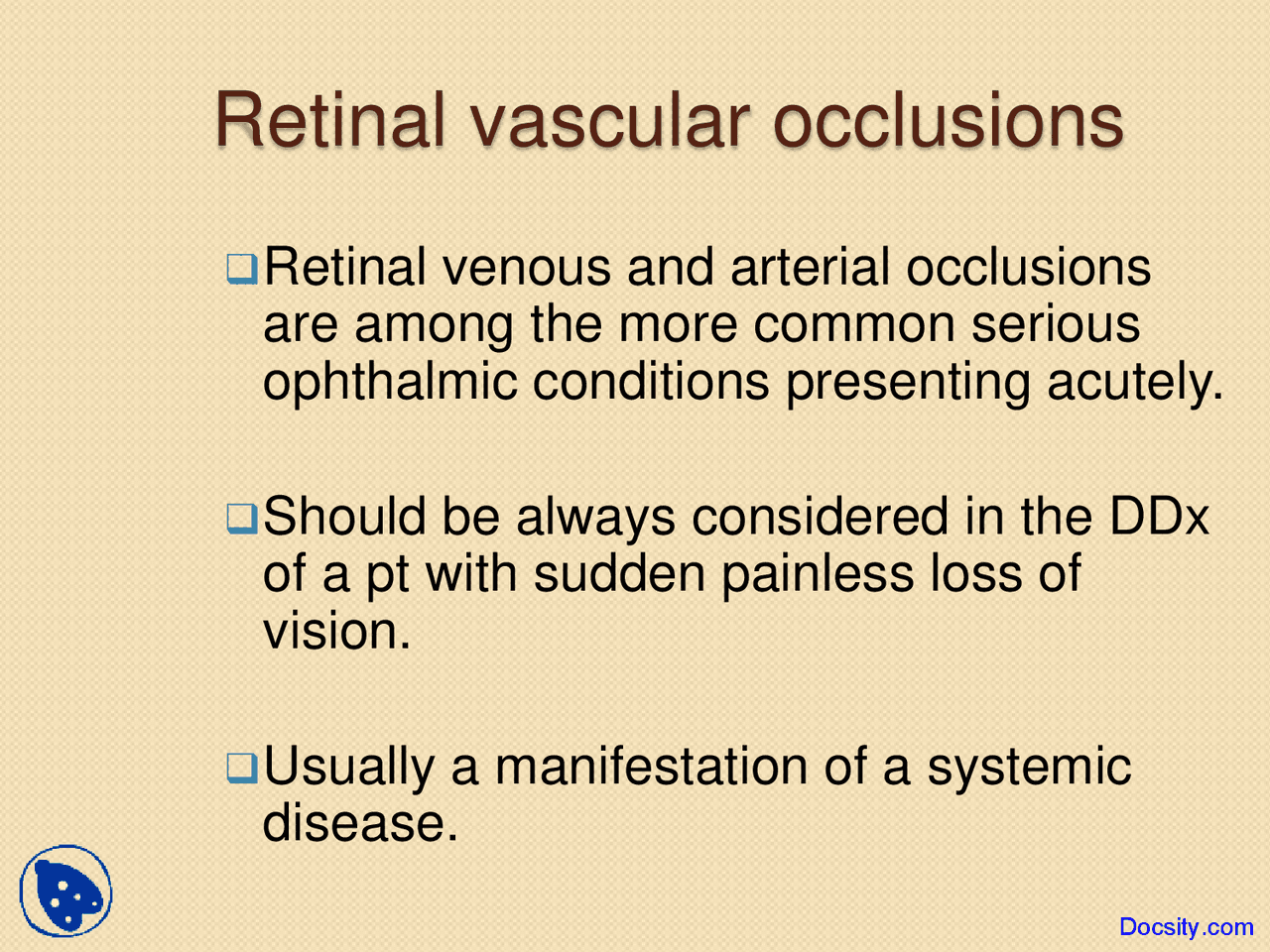 Retinal Vascular Occlusions Introduction To Ophthalmology Lecture