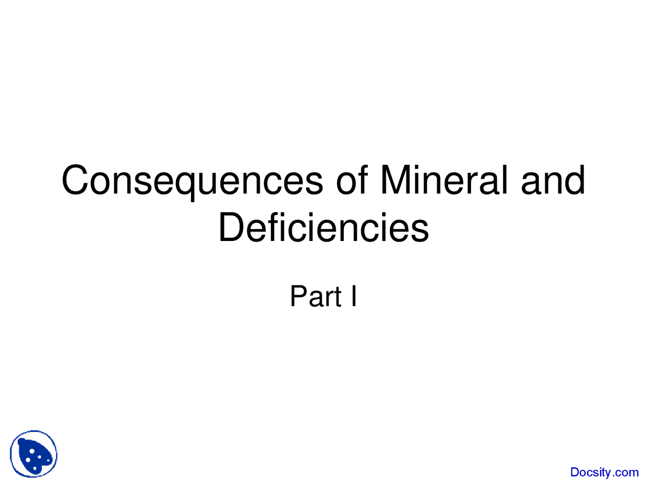Consequences Of Mineral Nutrition Lecture Slides Docsity