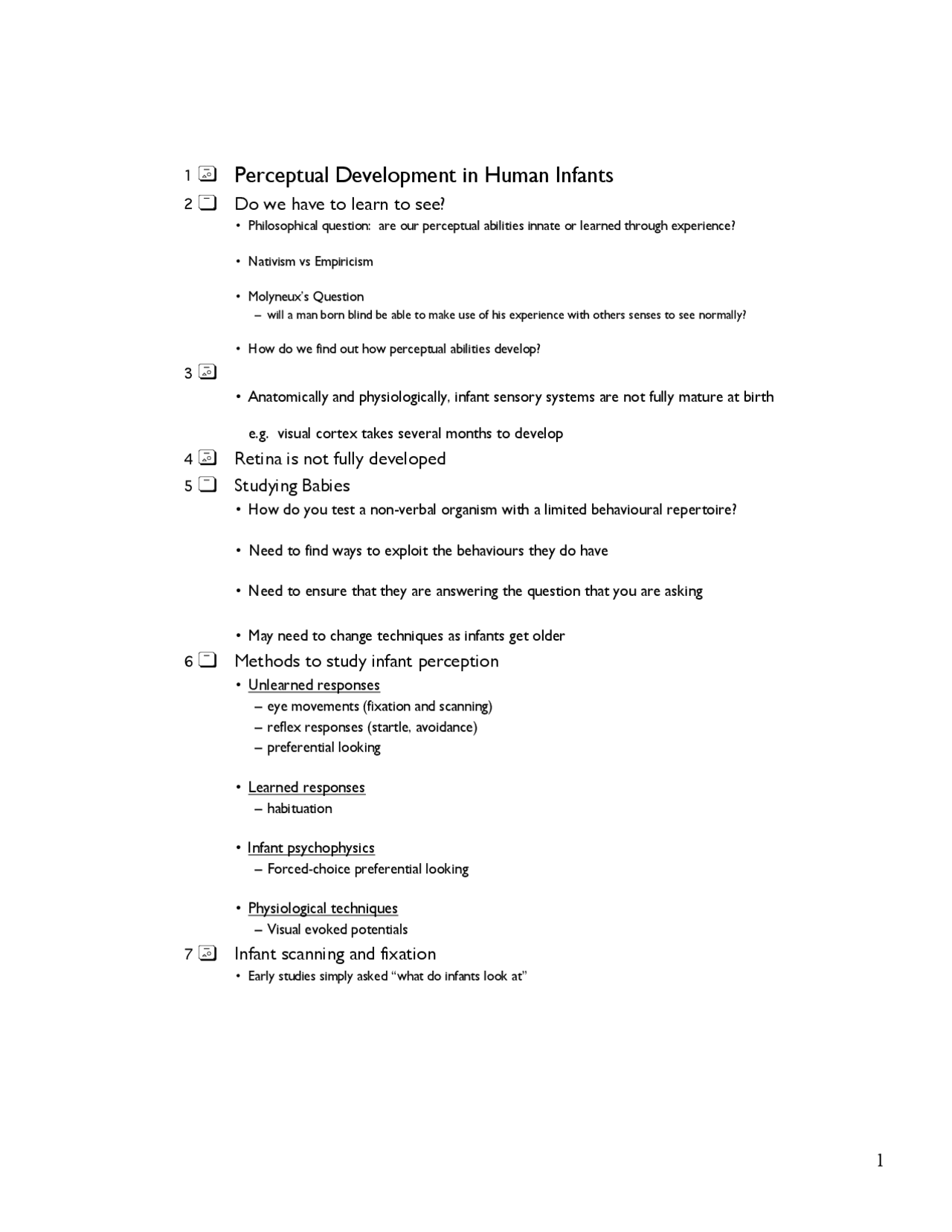 Perceptual Development in Human Infants - Introduction to Sensation and ...