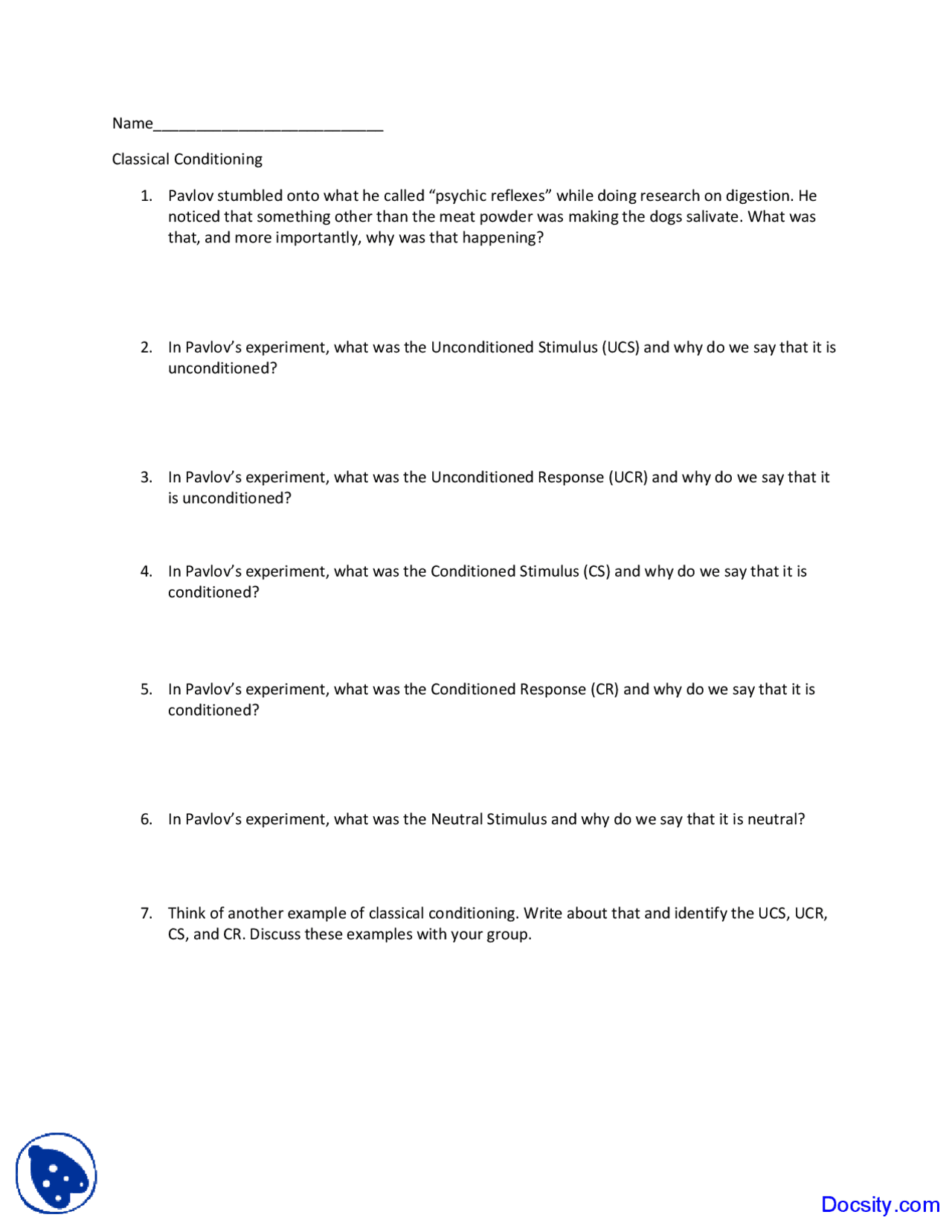 Stimulus Generalization - General Psychology - Quiz - Docsity