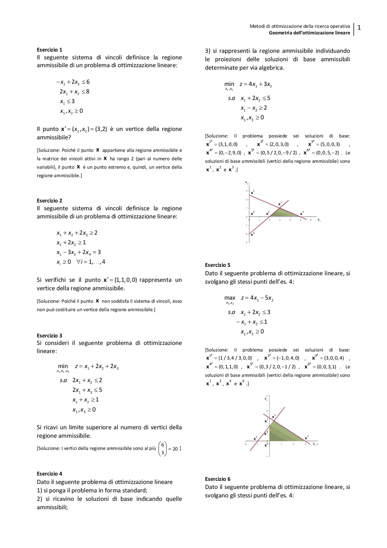 Geometria dell'ottimizzazione lineare - appunti di Metodi di ...