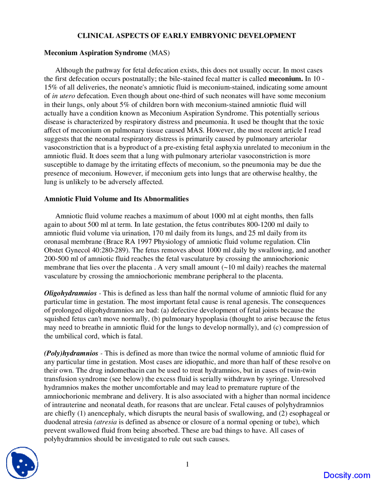 Clinical Aspects Of Early Embryonic Development Introduction To