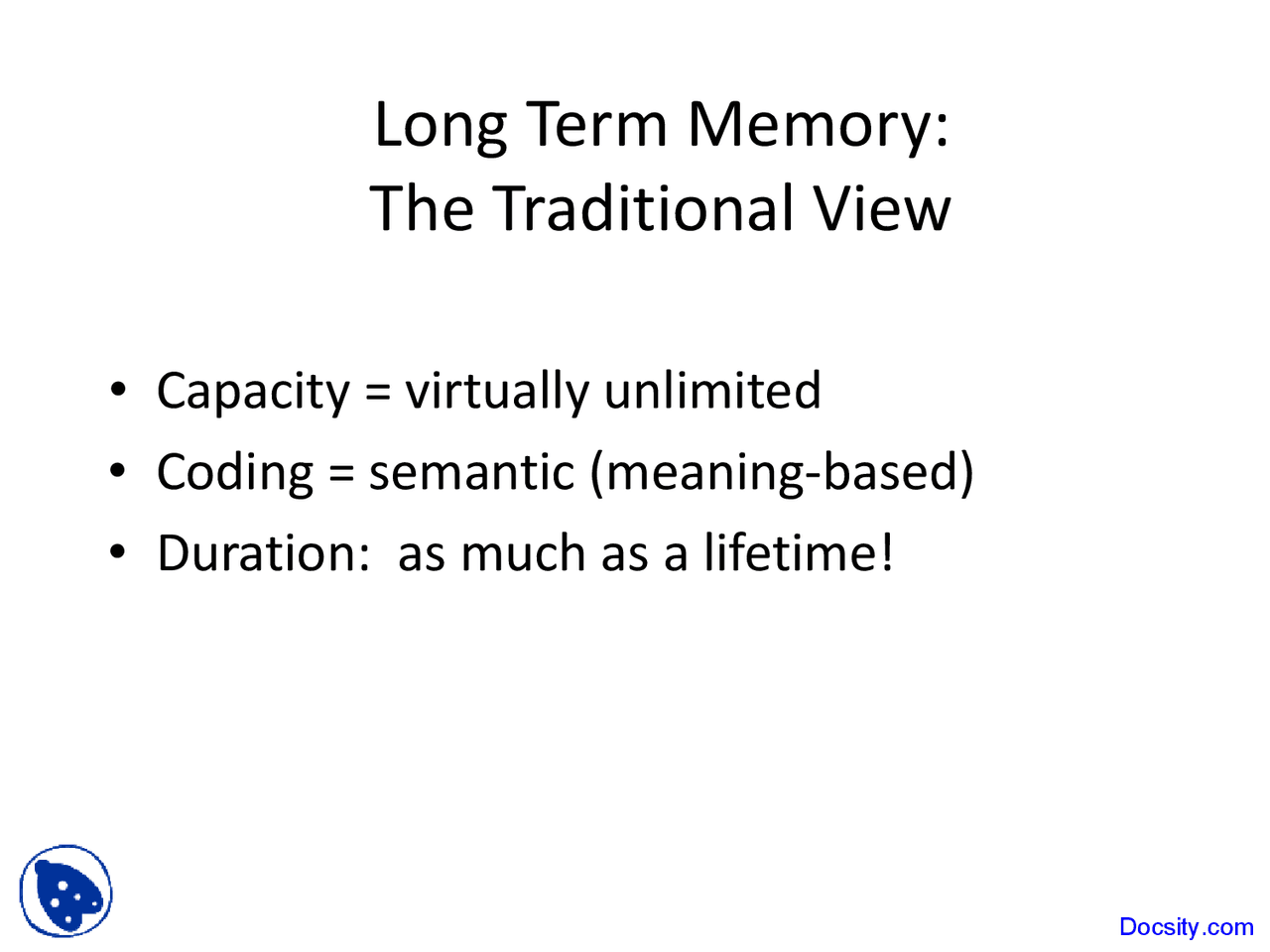 Long Term Memory Human Cognitive Processes Lecture Slides Docsity