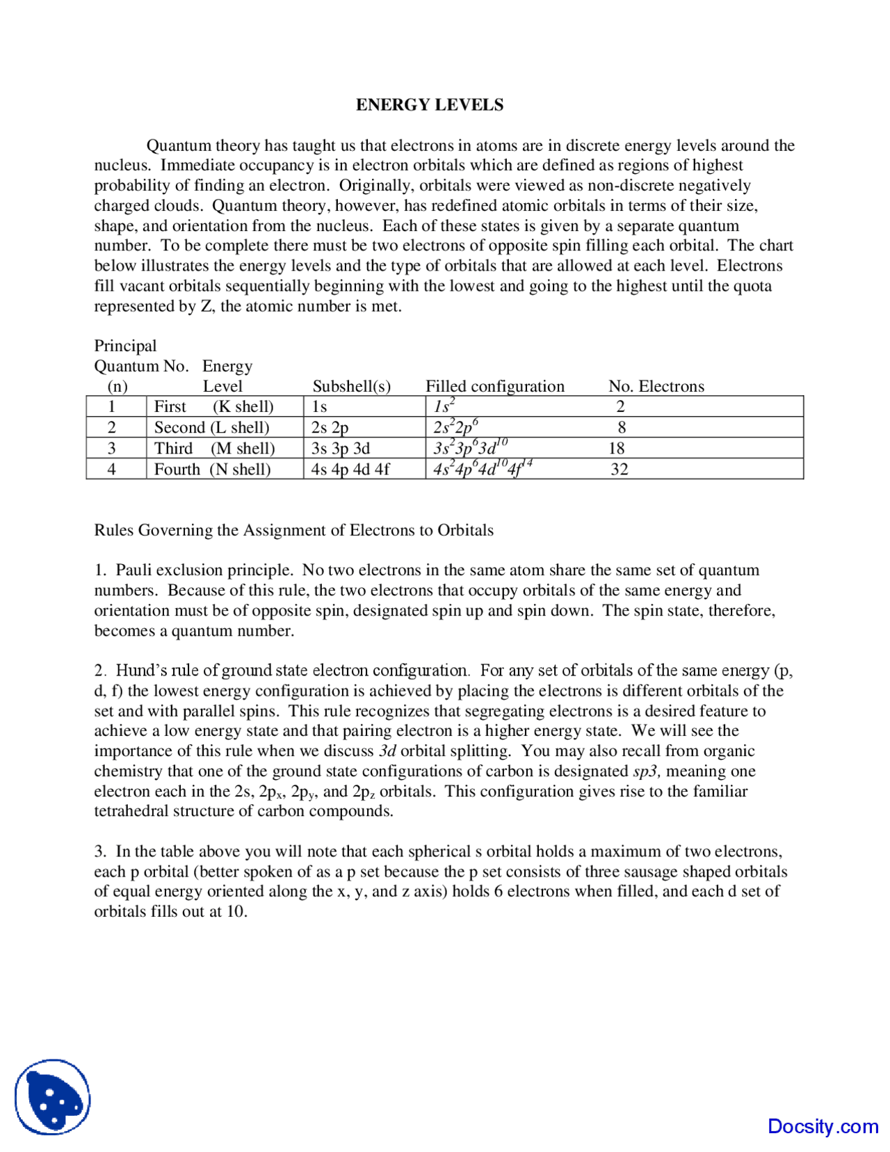 Energy Levels Nutrition Lecture Notes Docsity