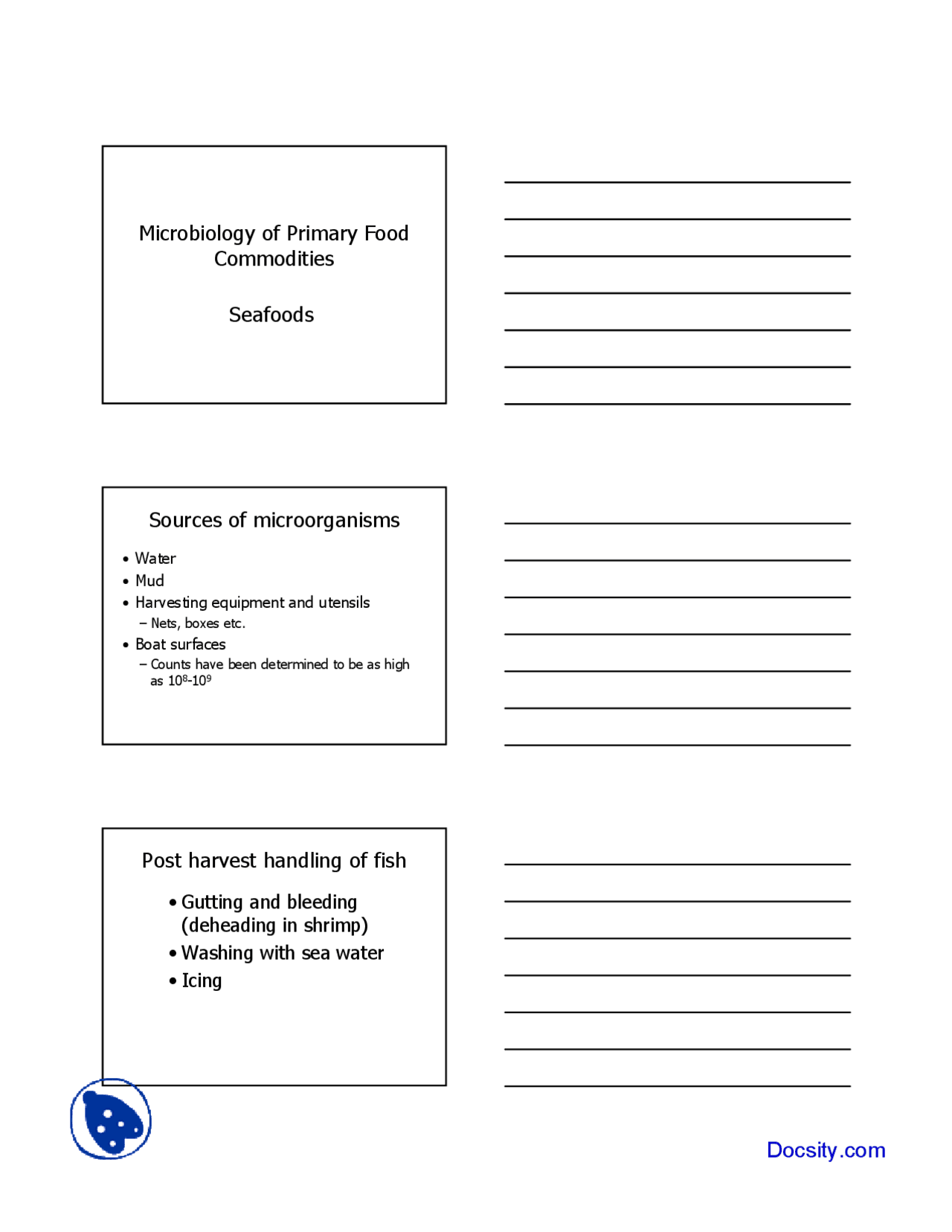 Seafoods Biology Lecture Slides Docsity
