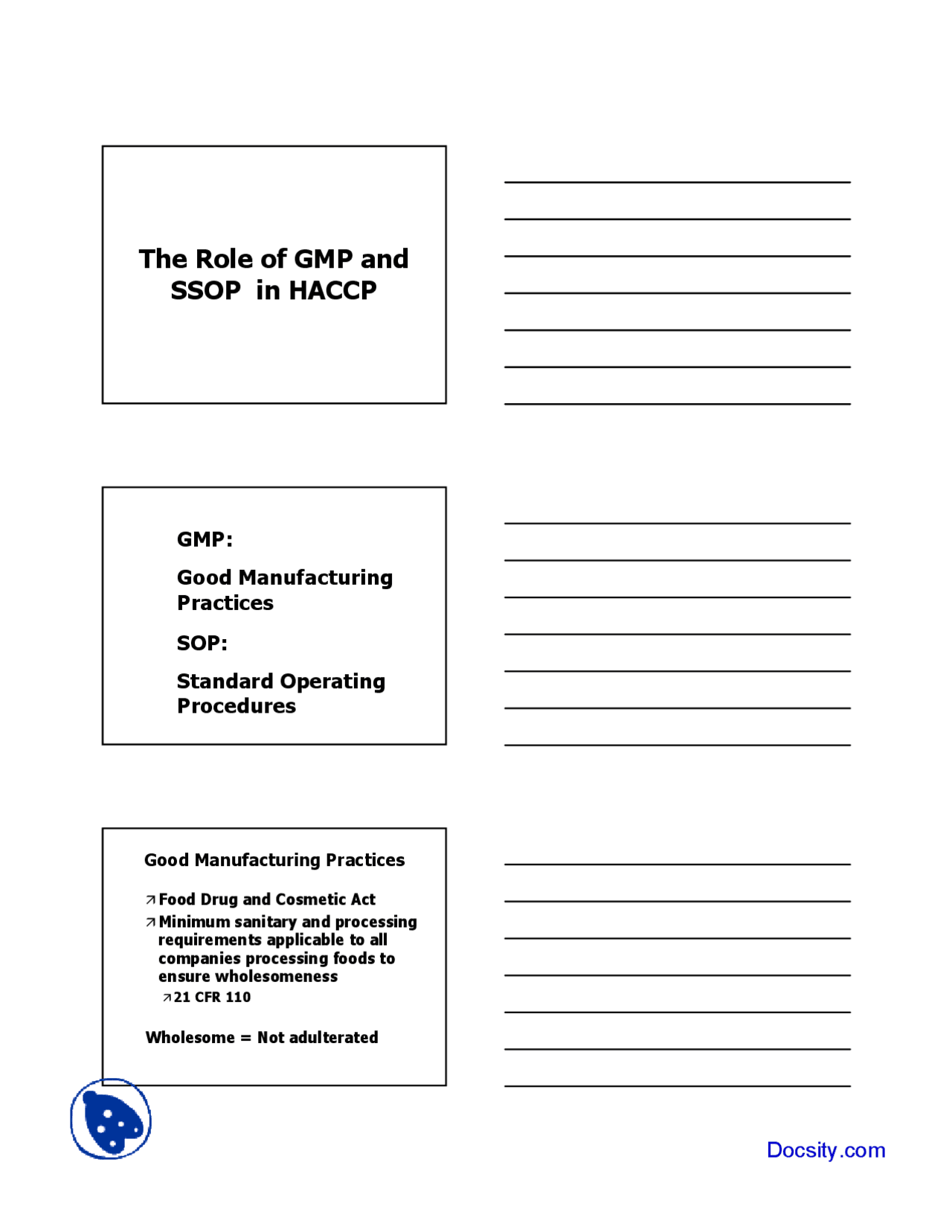 Role of GMP - Biology - Lecture Slides - Docsity